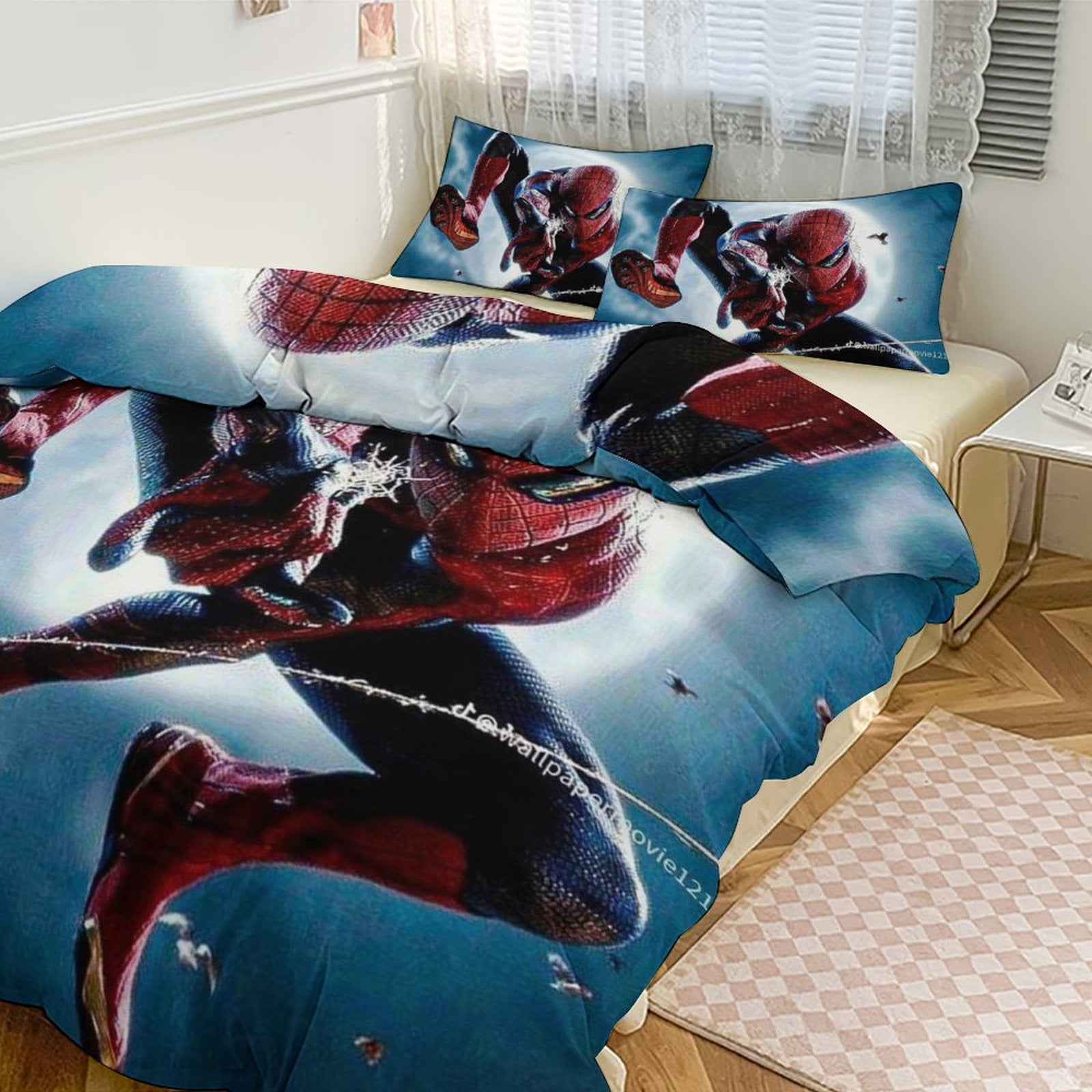 Spider Man Cartoon Anime Bedding Set for All Seasons Queen Duvet Cover ...