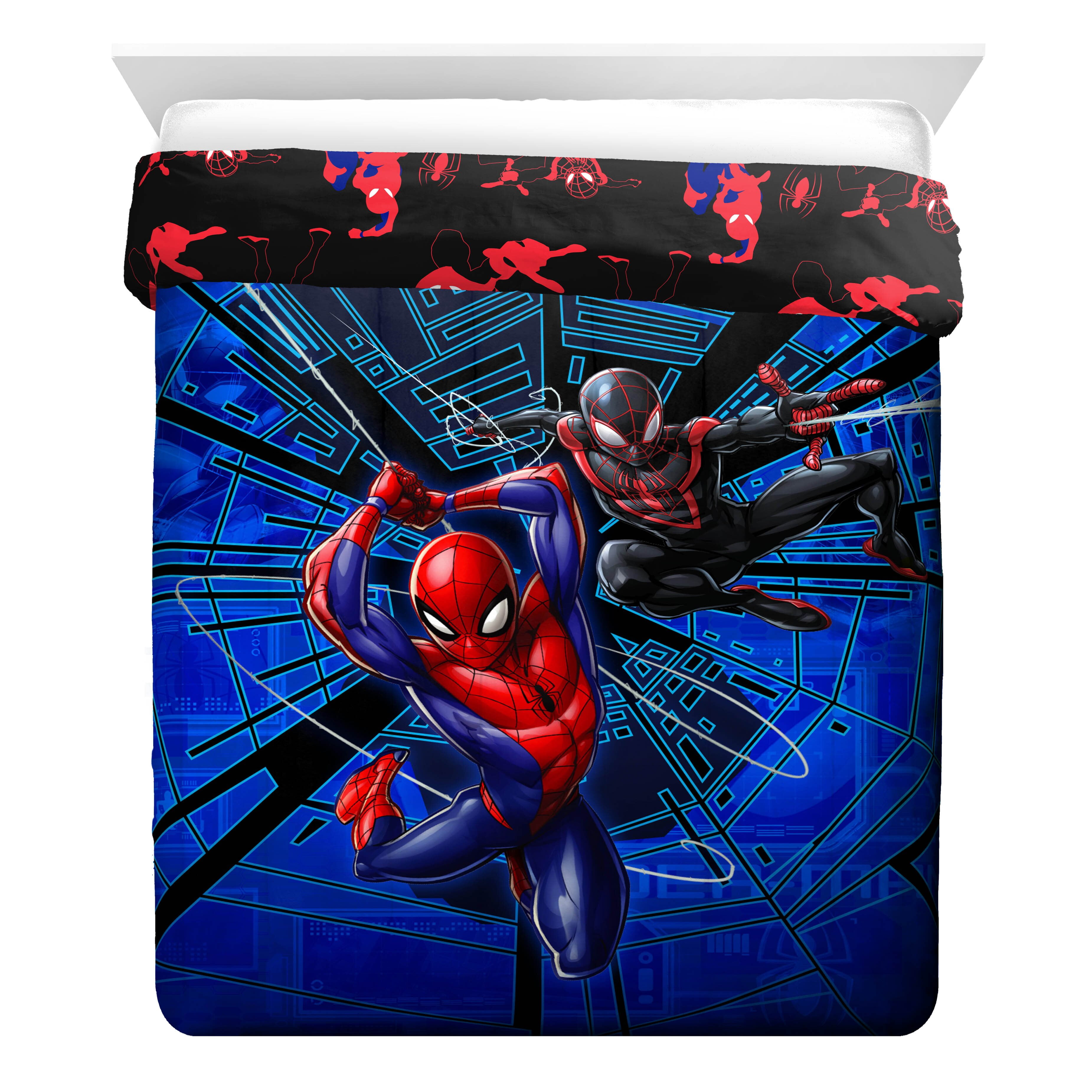 Spider-Man Classic Techno City 3-Piece 86" x 86" Reversible Queen ...