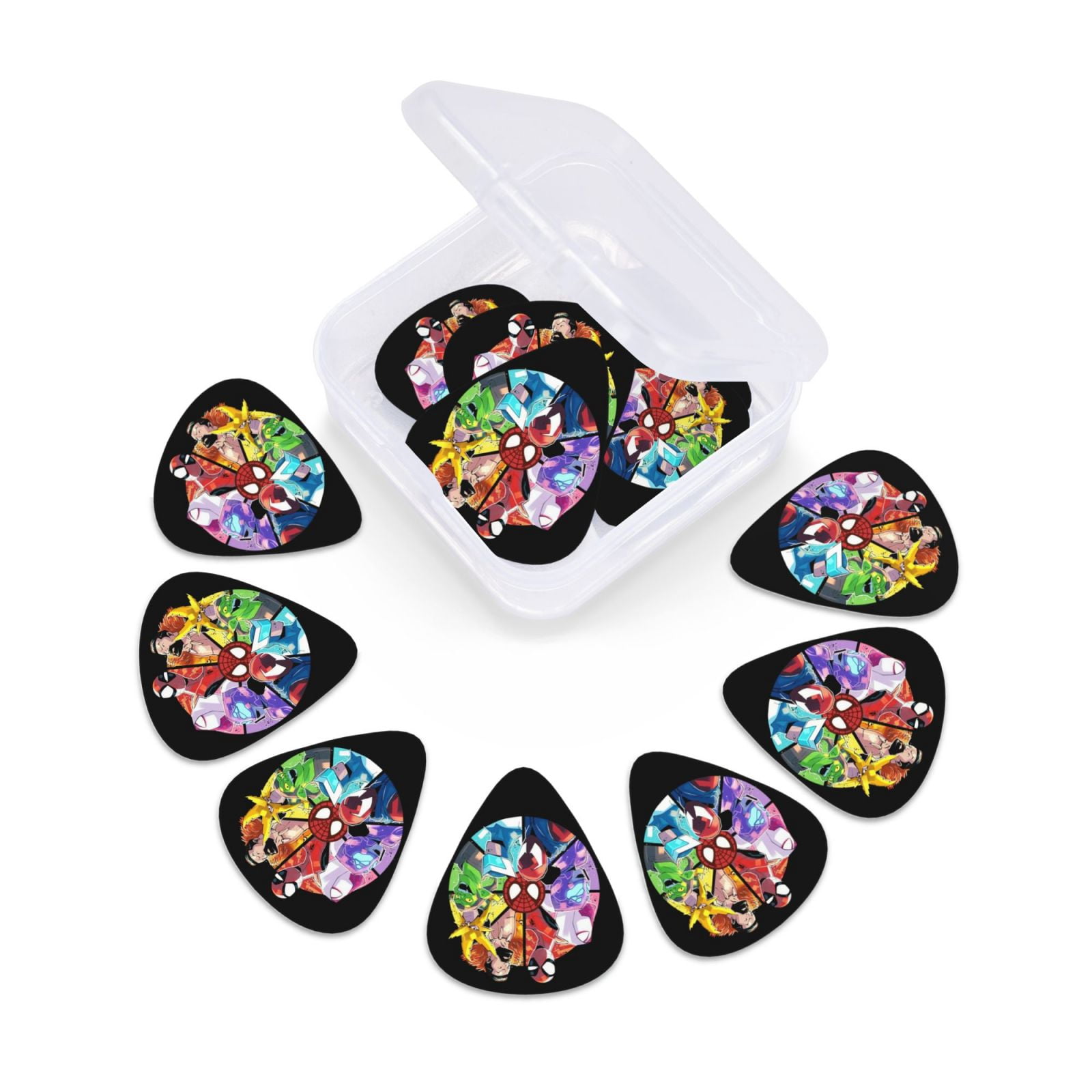 Spider Man Color Wheel Challenge 12 Piece Guitar Picks Set With Holder ...
