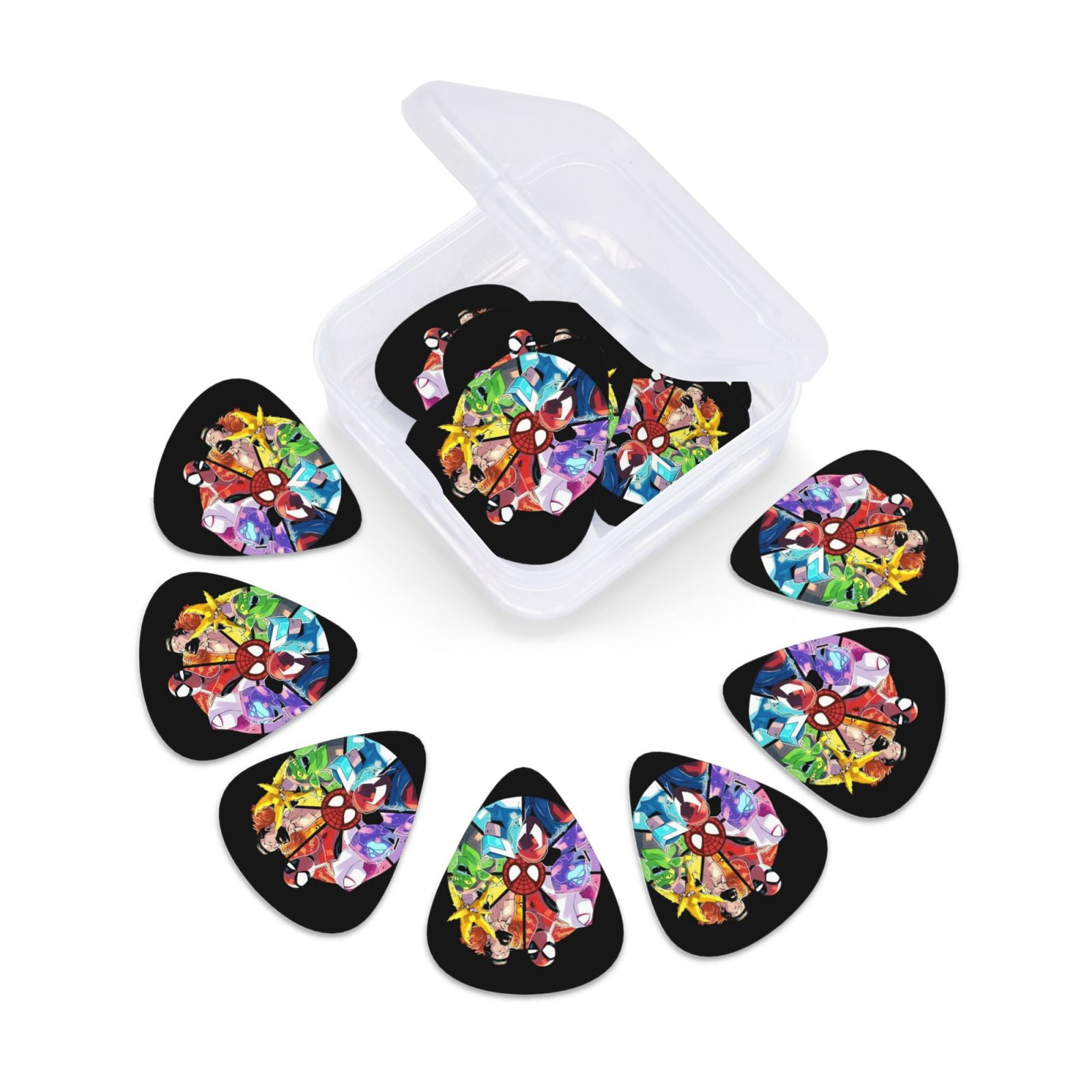 Spider Man Color Wheel Challenge 12 Piece Guitar Picks Set With Holder ...