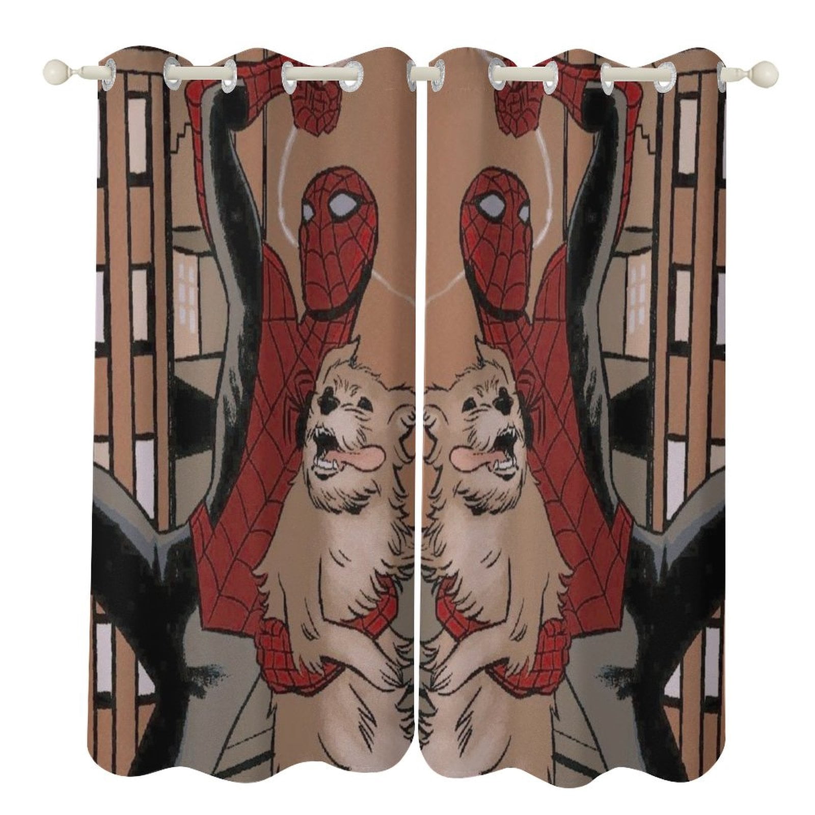 Spider Man Curtains for Boys Bedroom Cartoon Blackout Window Curtains ...