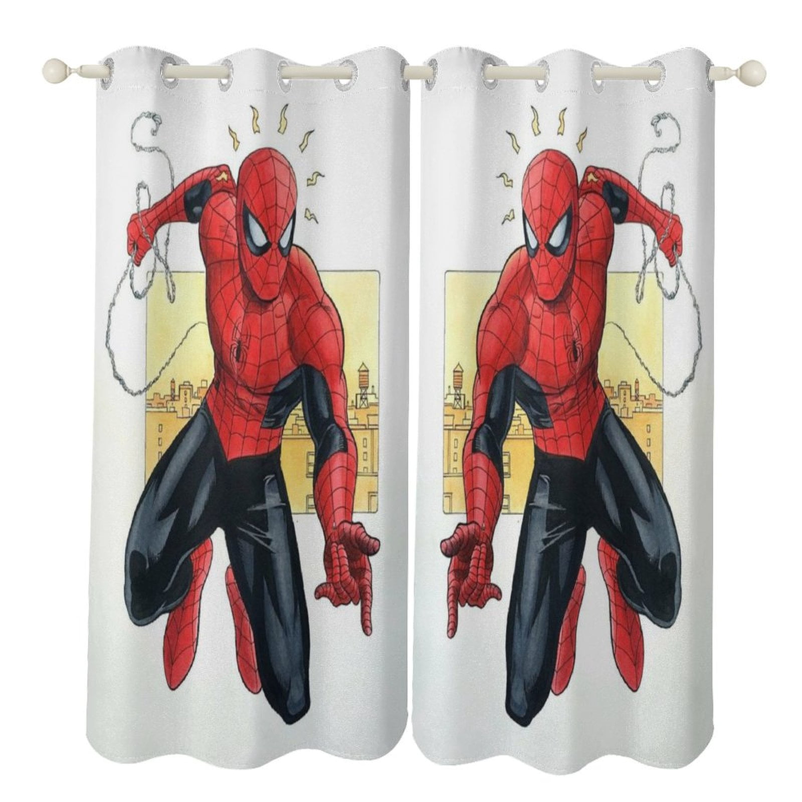 Spider Man Curtains for Boys Bedroom Cartoon Blackout Window Curtains ...