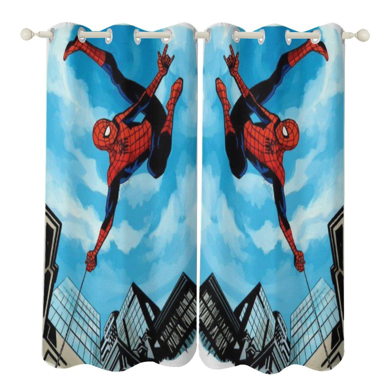 Spider Man Curtains for Boys Bedroom Cartoon Blackout Window Curtains ...