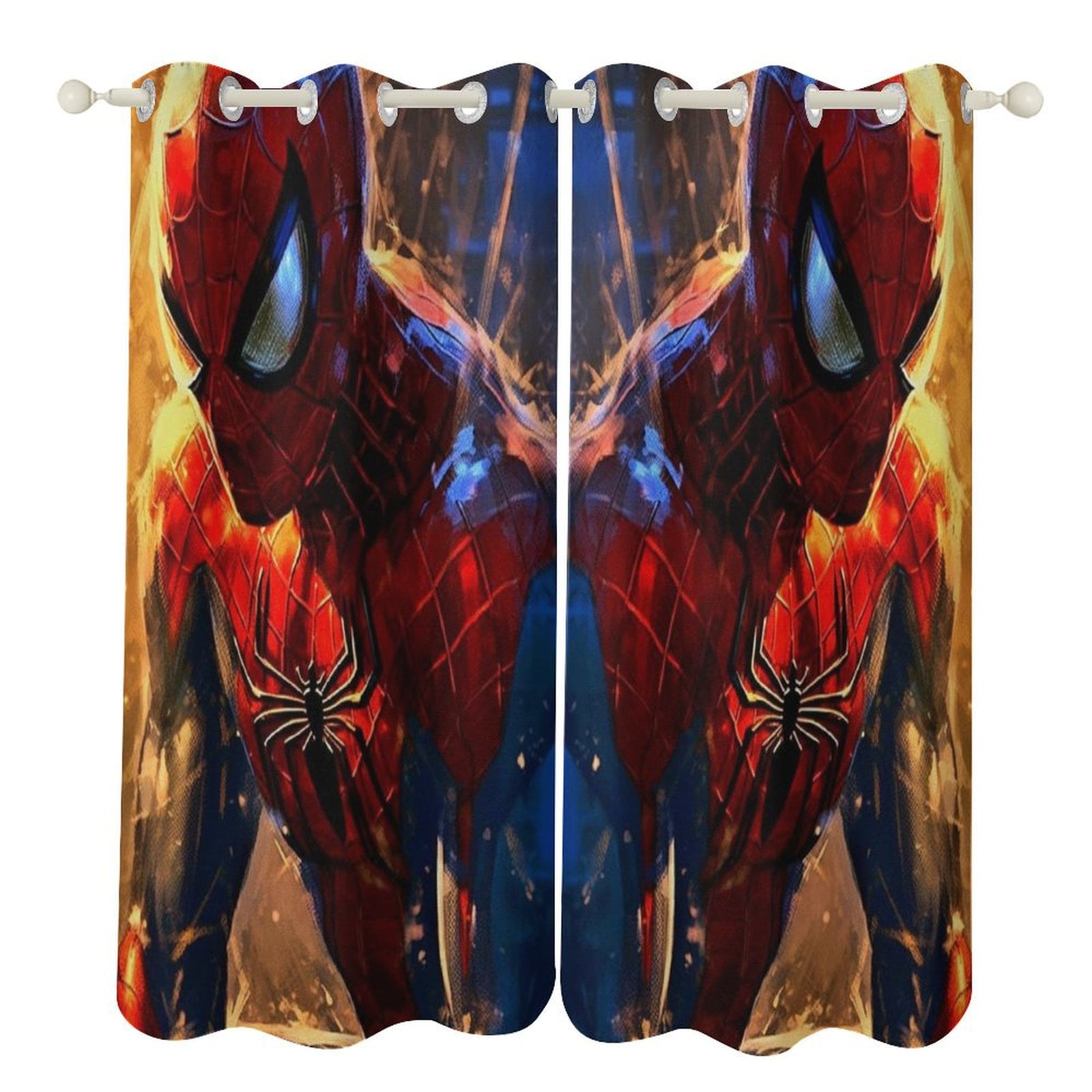 Spider Man Curtains for Boys Bedroom Cartoon Blackout Window Curtains ...