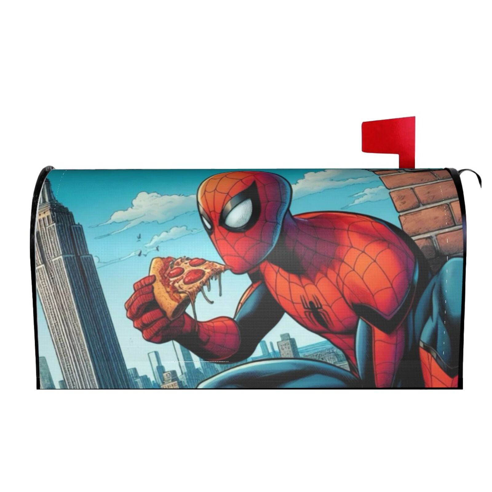Spider-Man Eat Pizza Cartoon Character Mailbox Cover Magnetic Standard ...