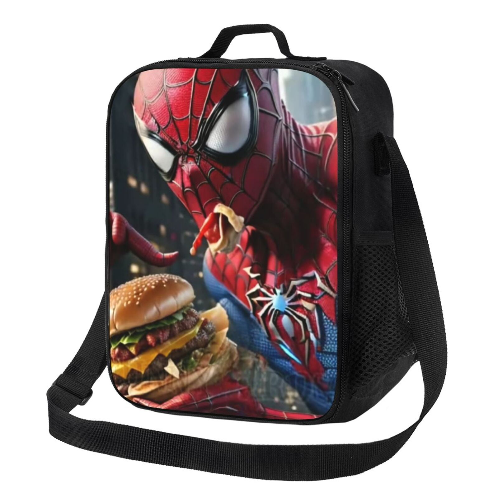 Spider-Man Eating Burger Crossbody Lunch Bag Portable Leakproof ...