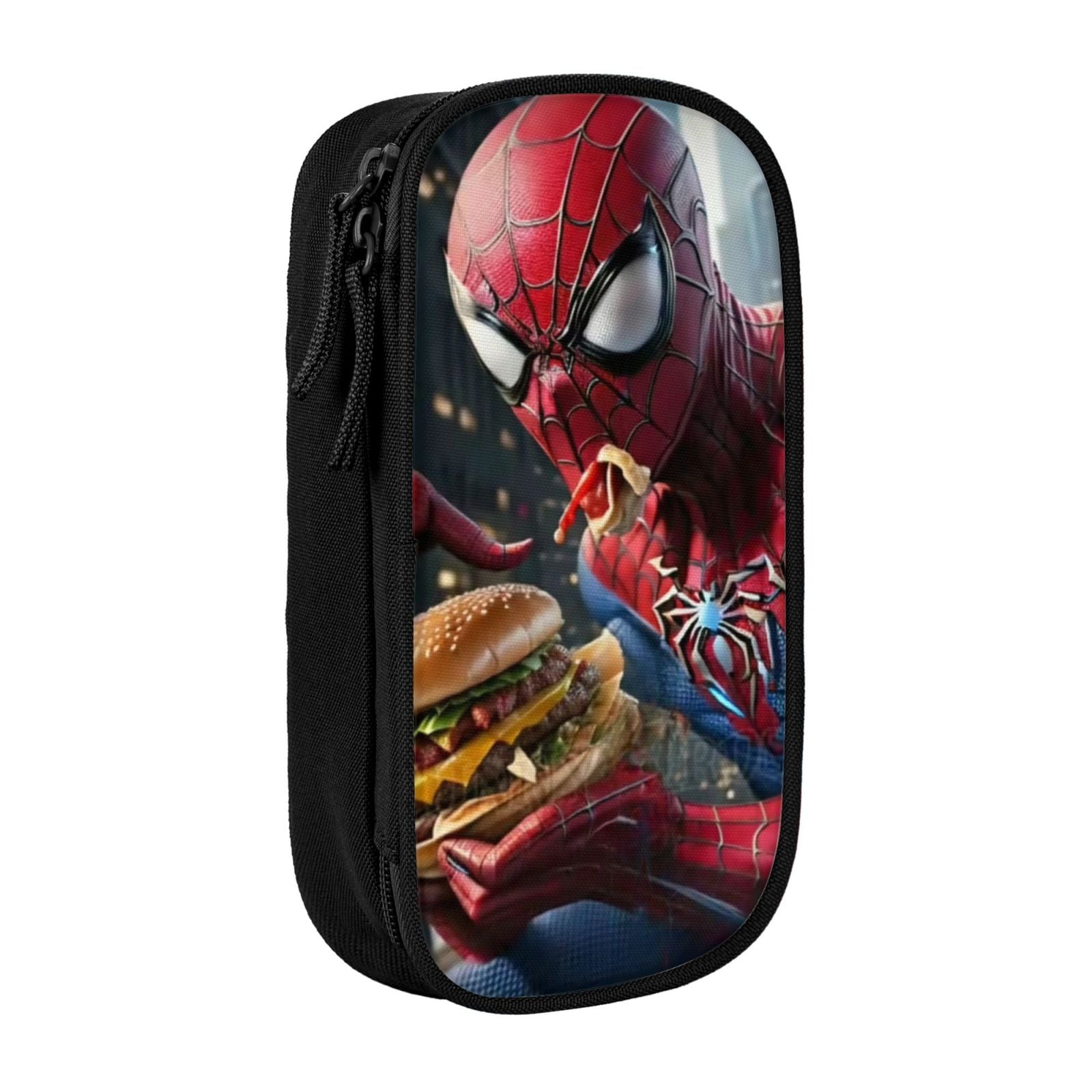 Spider-Man Eating Burger Double Layer Large Capacity Pencil Bag with ...