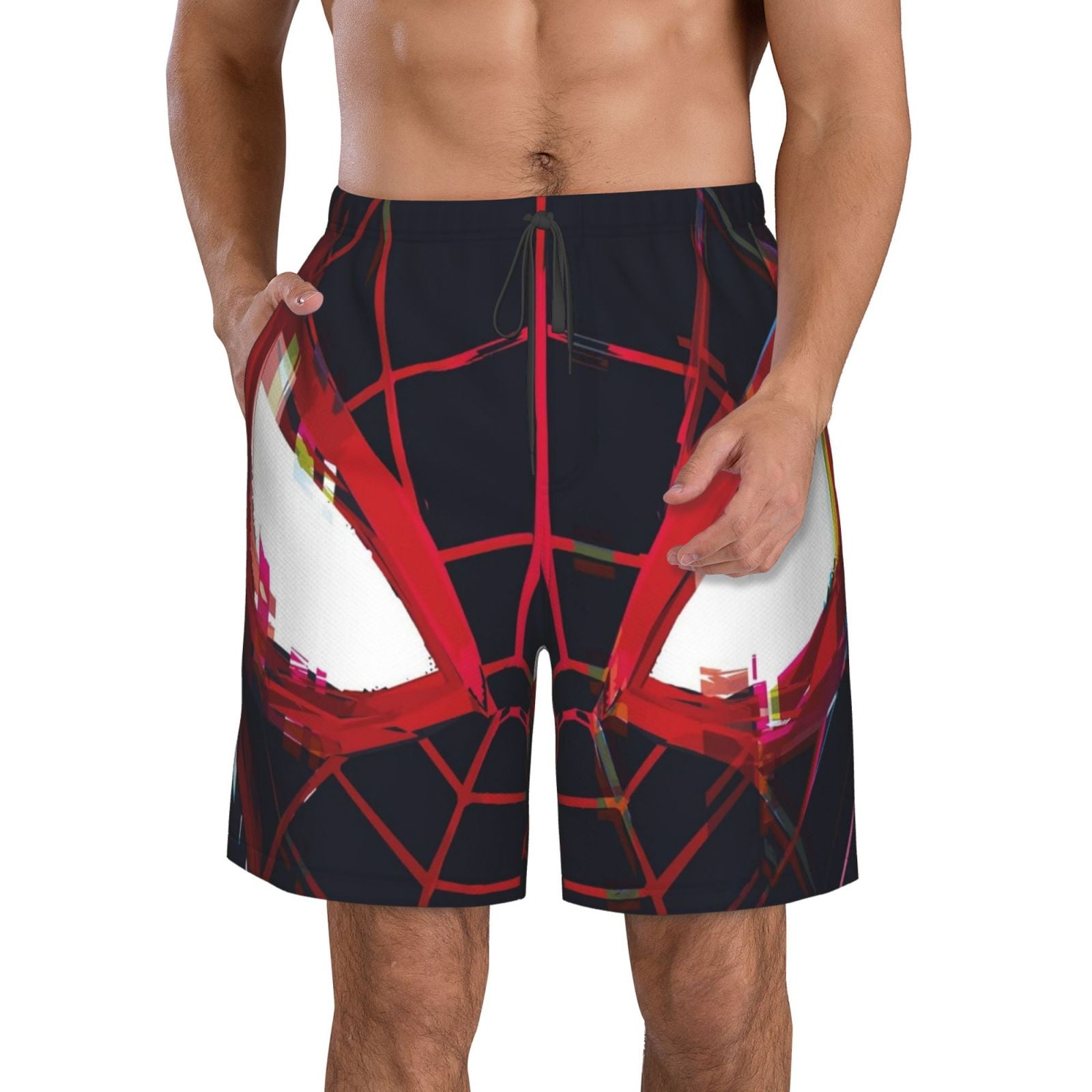 Spider-Man Face Summer Beach Sign Mens Swim Trunks Quick Dry Board ...
