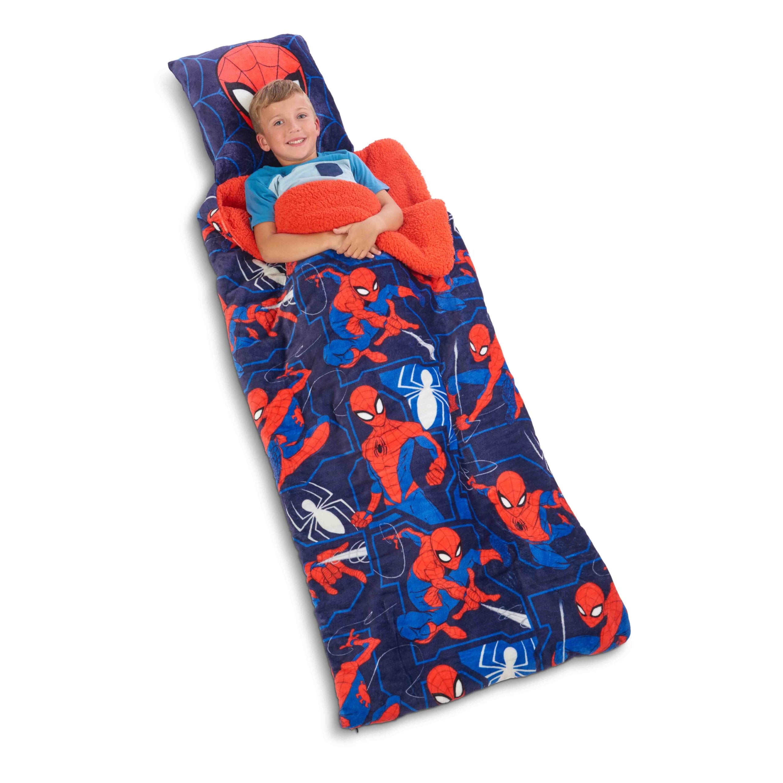 Spider-Man Fearless Spidey Sleeping Bag, Sherpa Lining, Plush Pillow ...