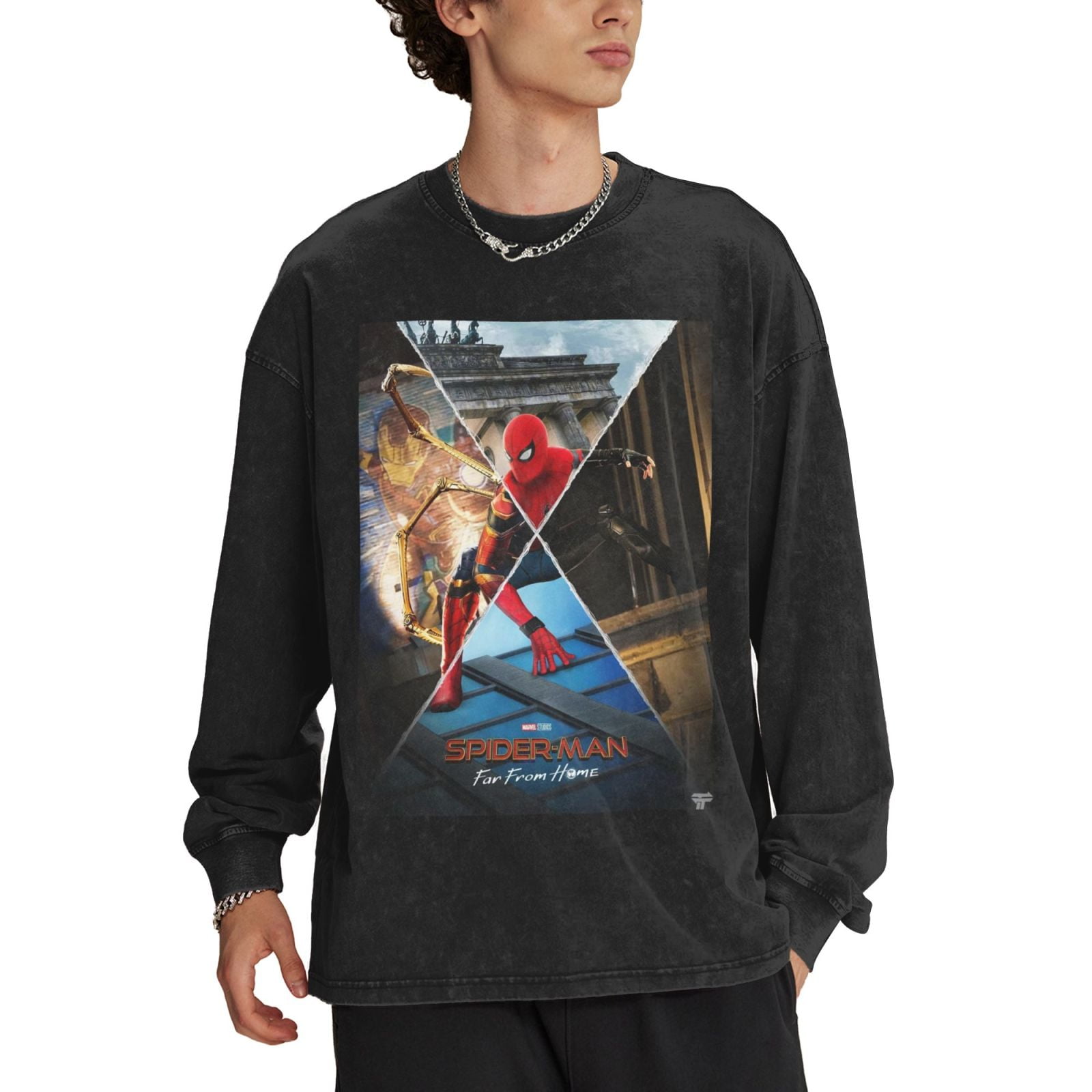 Spider-Man Fragments Long Sleeve Shirt Men's Heavy Weight Crew Neck ...