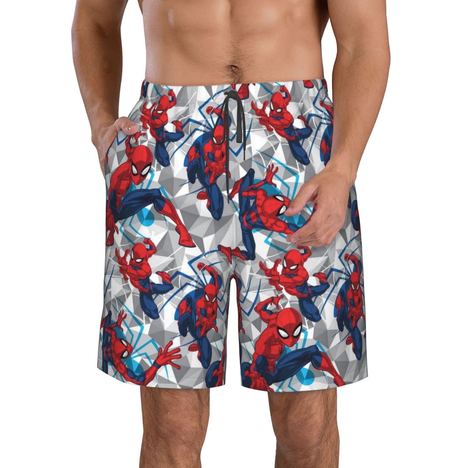 Spider-Man Geo Packed Summer Beach Sign Mens Swim Trunks Quick Dry ...