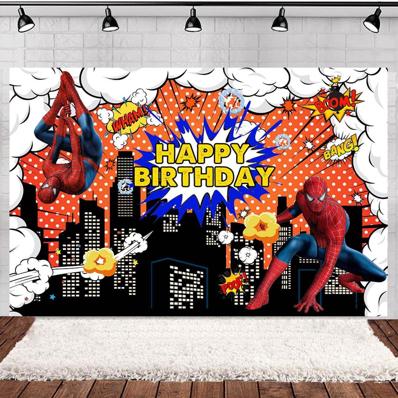 Spider-Man Happy Birthday Anime Cartoon Theme Backdrops Banner Birthday ...