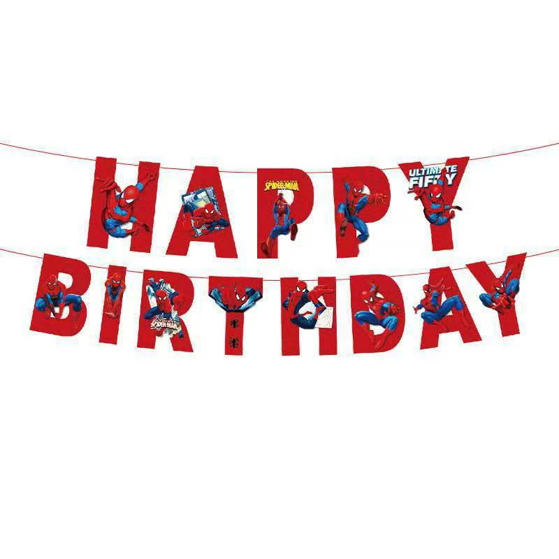 Spider Man Happy Birthday Banner Themed Party Signs for Boys Girls ...