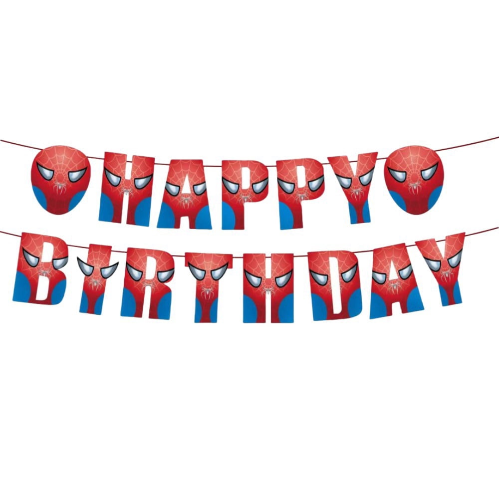 Spider Man Happy Birthday Banner Themed Party Signs for Boys Girls ...