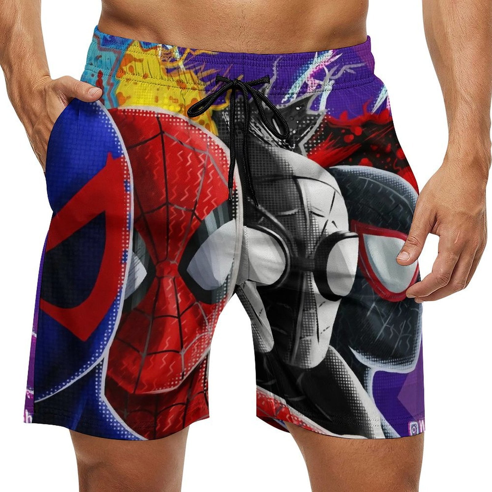 Spider-Man Head Men's Swim Trunks Bathing Mesh Lining Suit Swimsuits ...