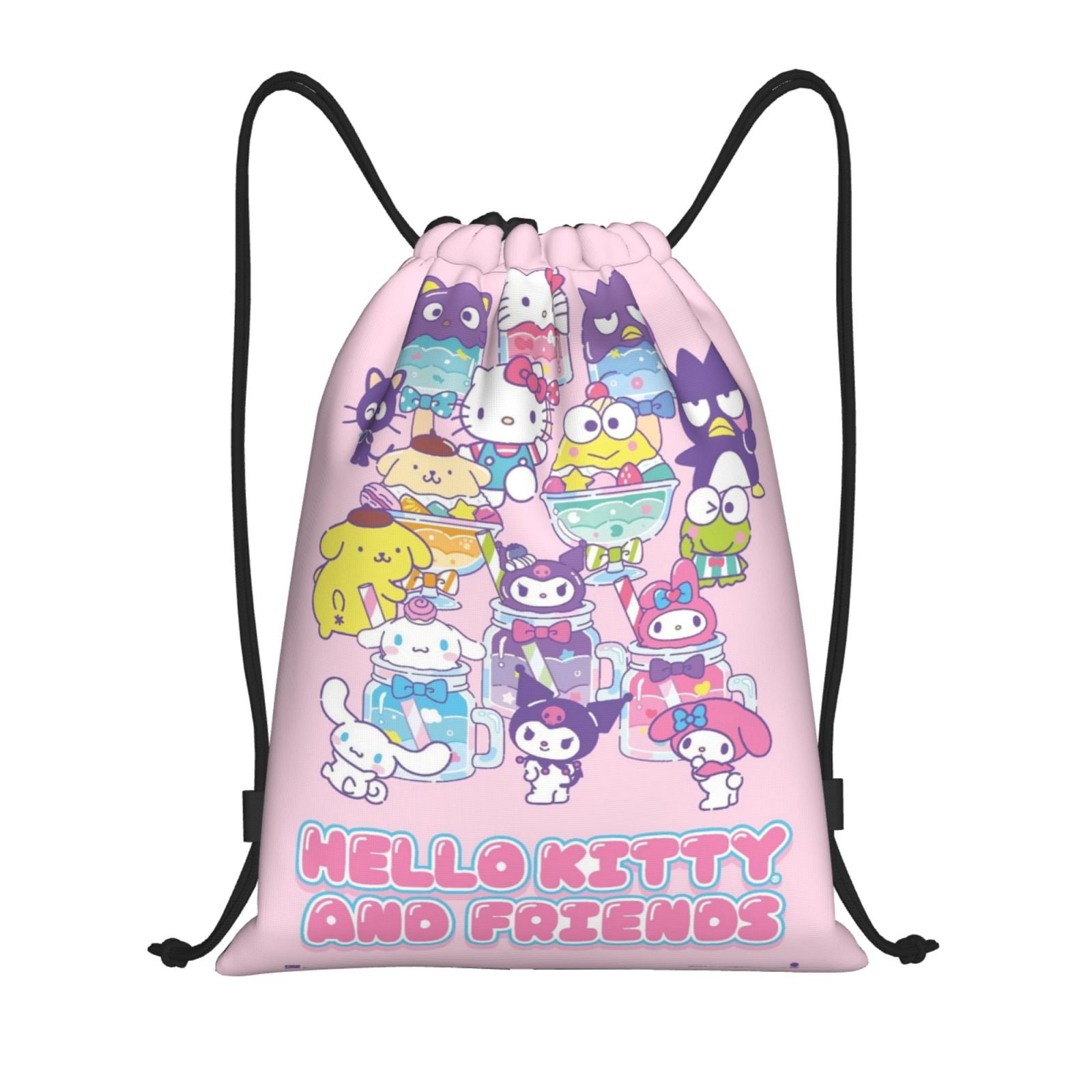 Hello Kitty Drawstring Backpack Drawstring Gym Bags Black Draw String ...