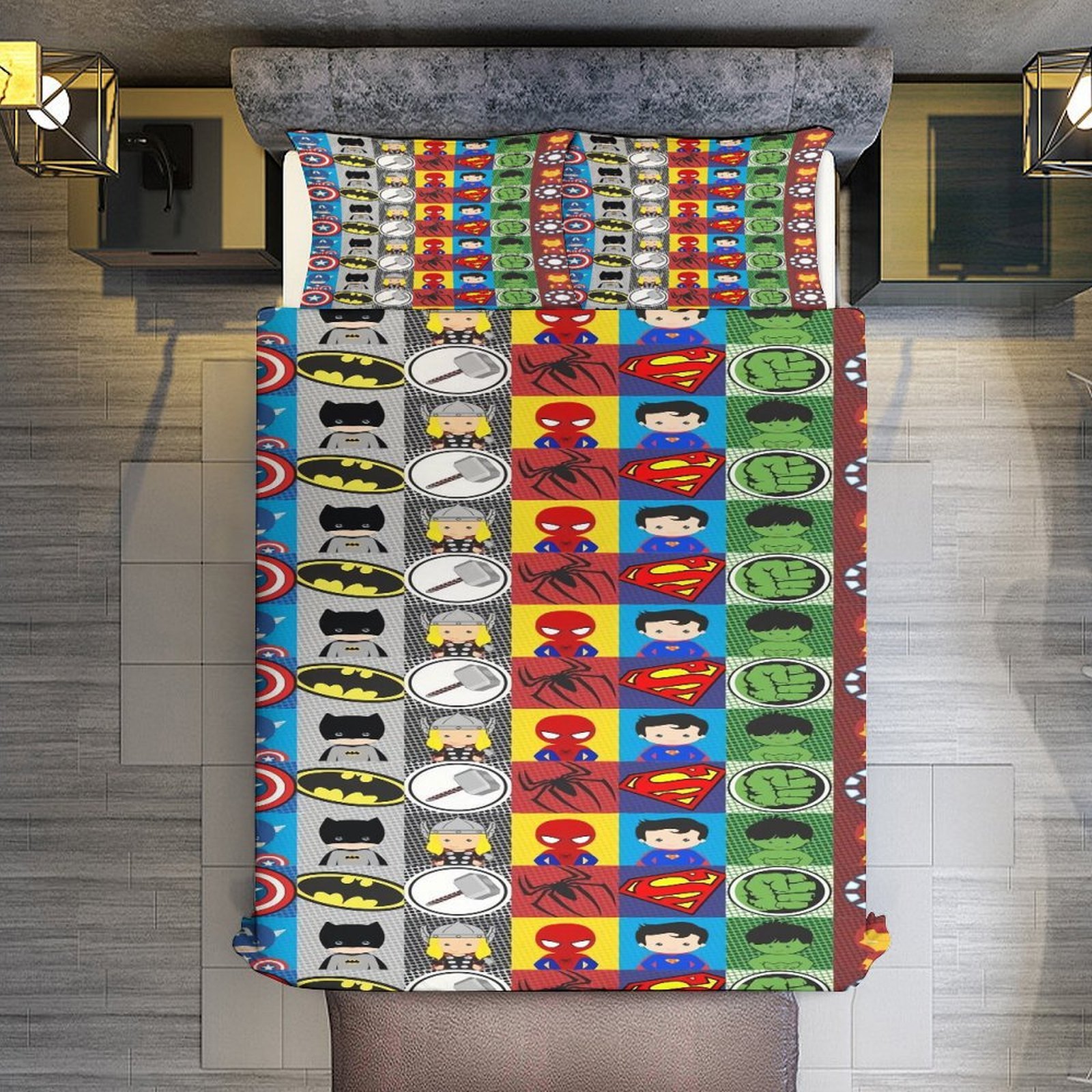Spider-Man Herois Mosaico Bed Sheets for Kids Boys Girls Bedding,Duvet ...