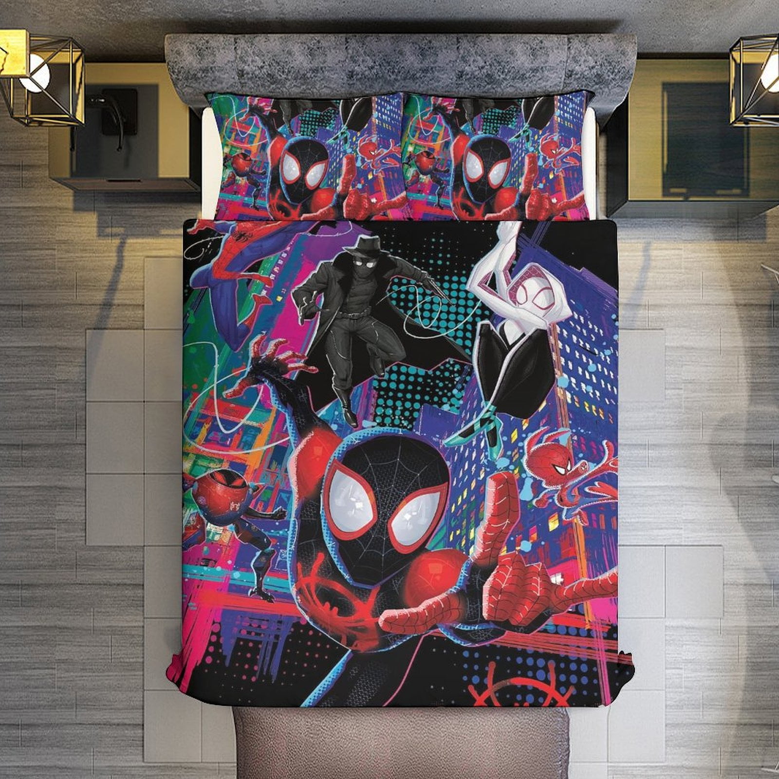 Spider-Man-Into The Spider-Verse Duvet Cover Set with 2 Pillowcases for ...
