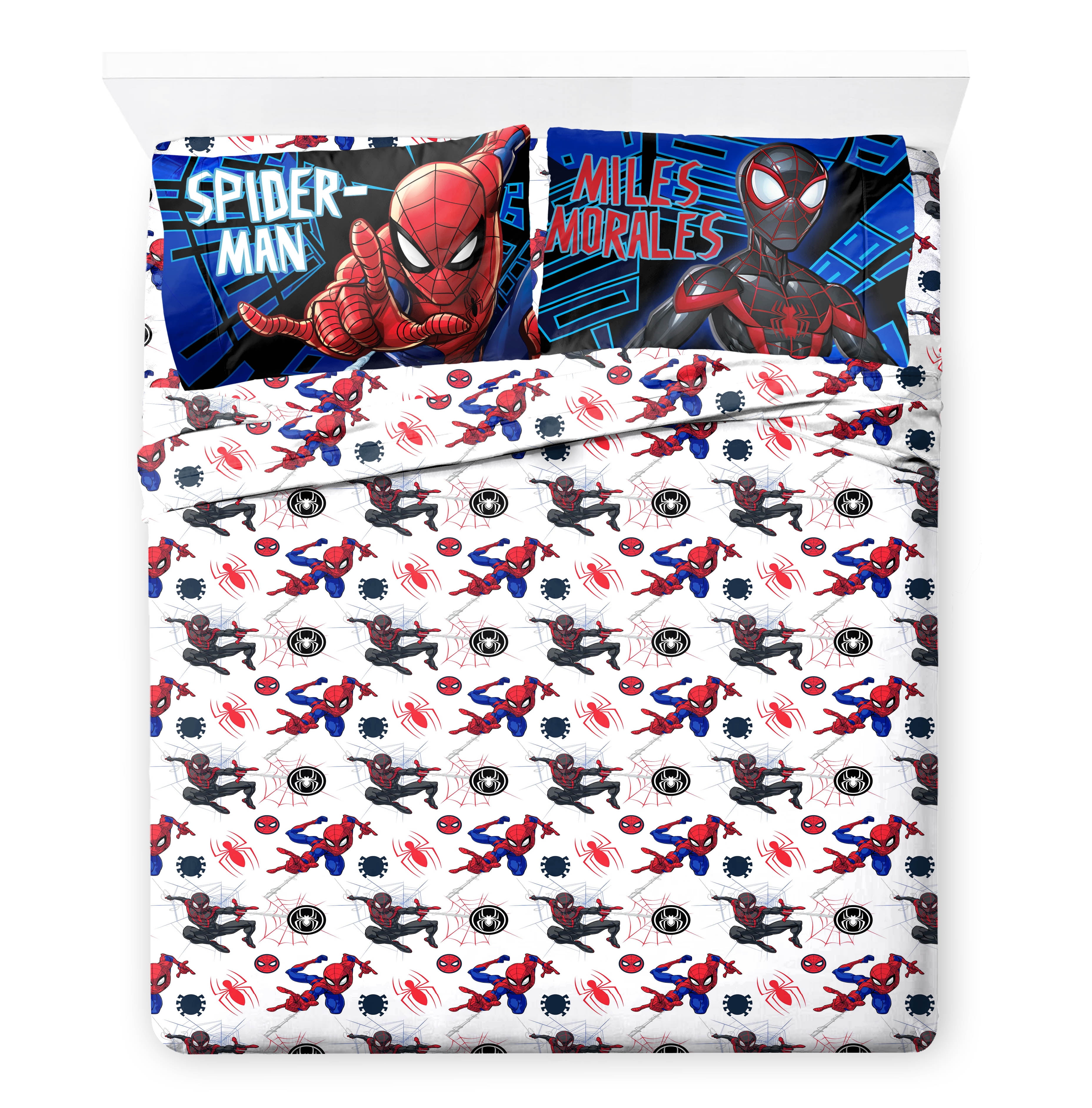 Spider-Man Kids 4-Piece Full Sheet Set, Microfiber, White, Marvel ...