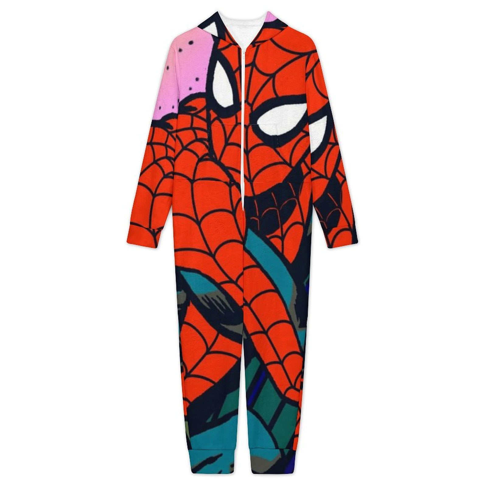 Spider Man Kids Cartoon One-piece Pajamas Winter Warm Home Pajamas ...