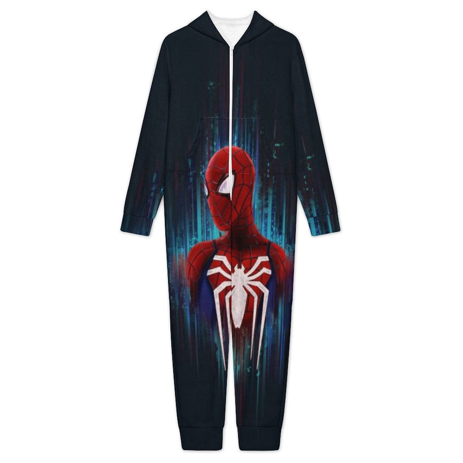 Spider Man Kids Cartoon One-piece Pajamas Winter Warm Home Pajamas ...