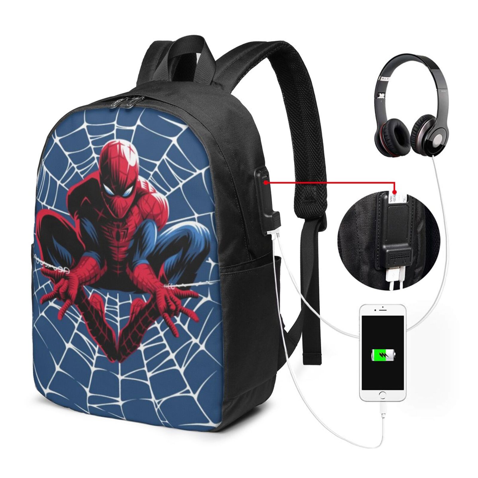 Spider-Man Large Capacity School & Travel Backpack For Men Women, 17 ...