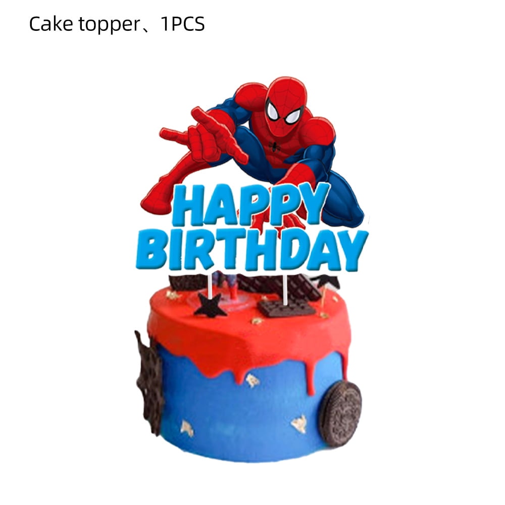 Spider-Man Marvel Themed Birthday Party Decoration Banner Cake Power ...