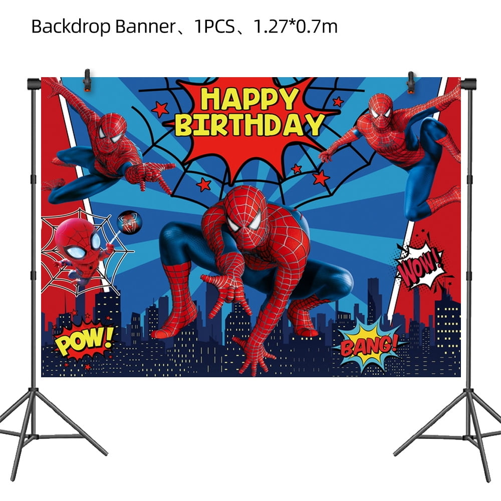 Spider-Man Marvel Themed Birthday Party Decoration Banner Cake Power ...