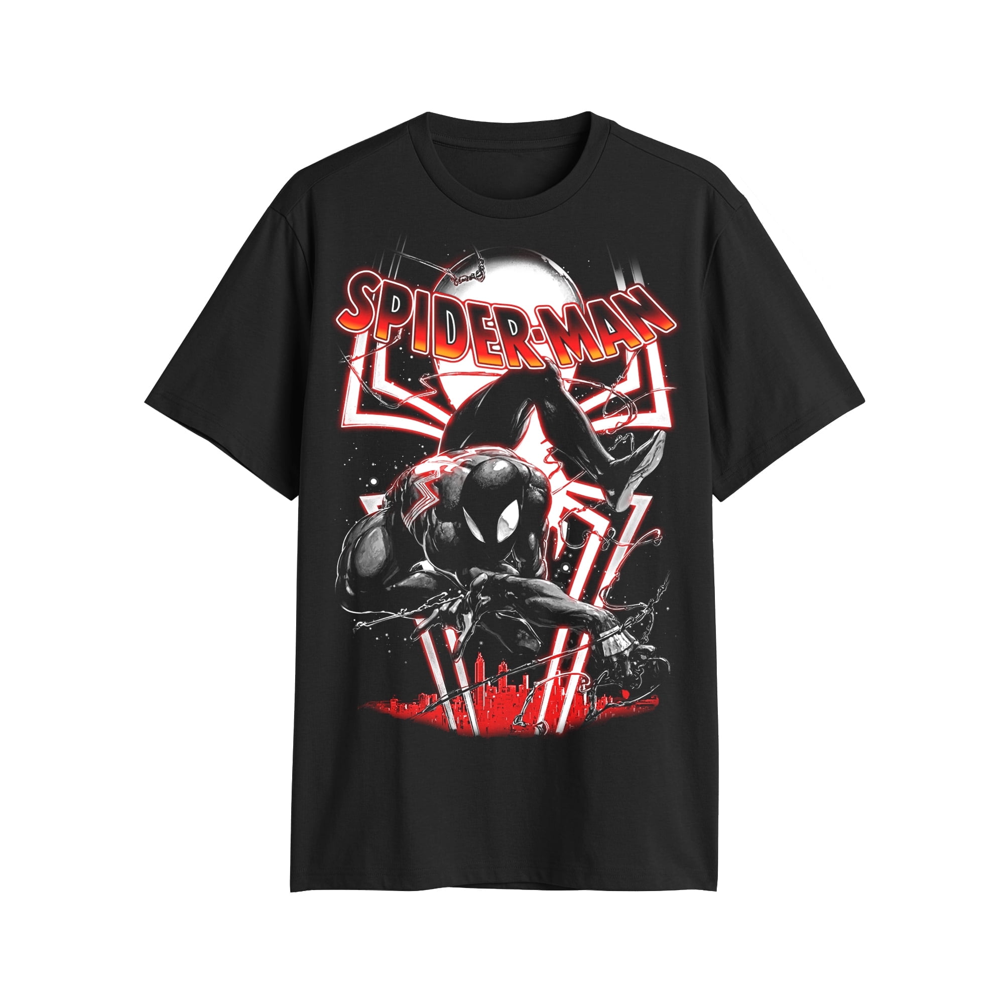 Spider-Man, Men's & Big Men's Graphic Crew Neck T-Shirt, Black Suit ...