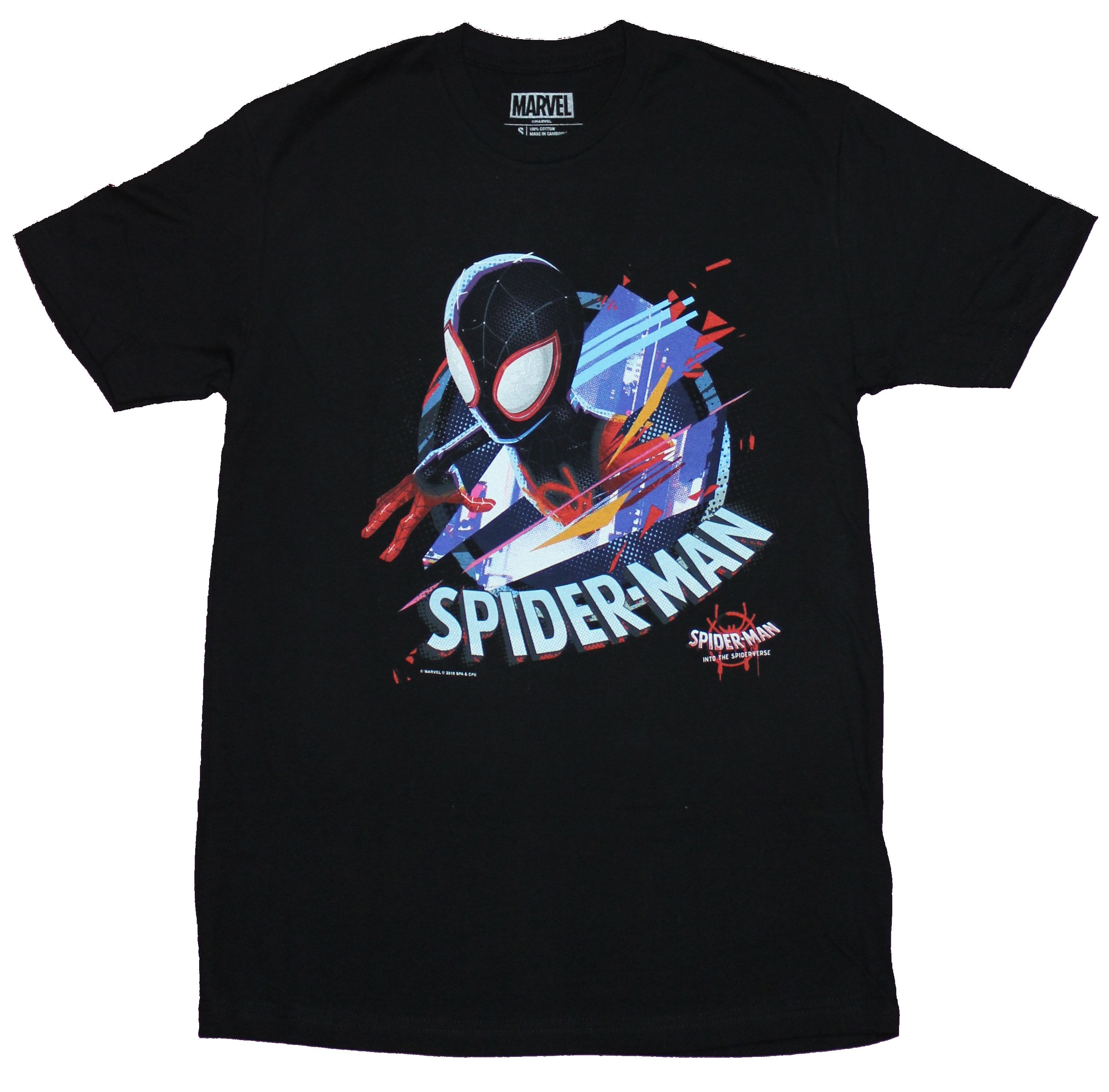 Spider-Man Mens T-shirt - Into the Spiderverse Miles Morales Splash ...