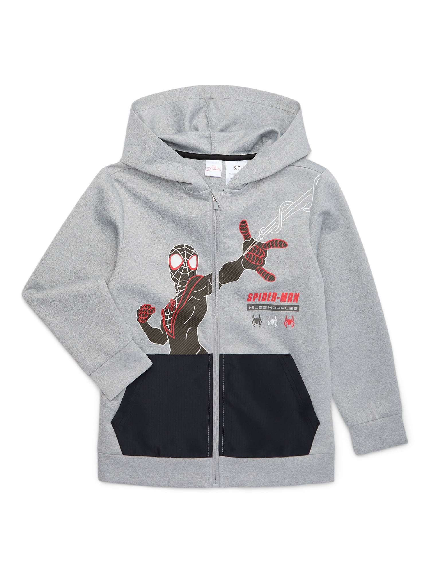 Spider-Man Miles Morales Boys’ Active Graphic Jacket with Hood, Sizes 4 ...