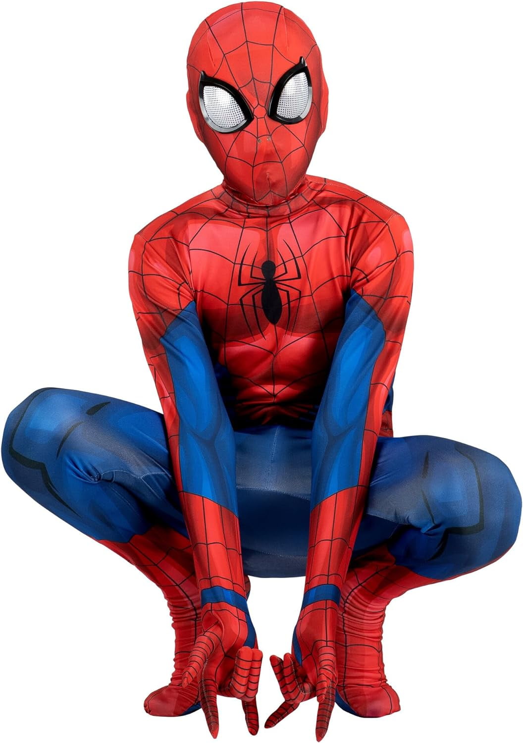 GoCos Spider Youth Deluxe Zentai Bodysuit- Stretch Spandex with Hidden ...