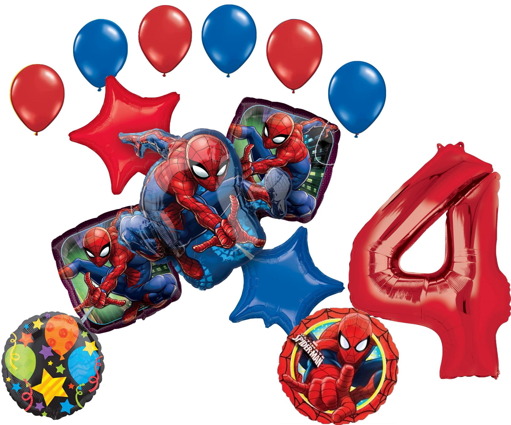 Spider-Man 4th Birthday Balloon Bouquet Party Decorations - Walmart.com