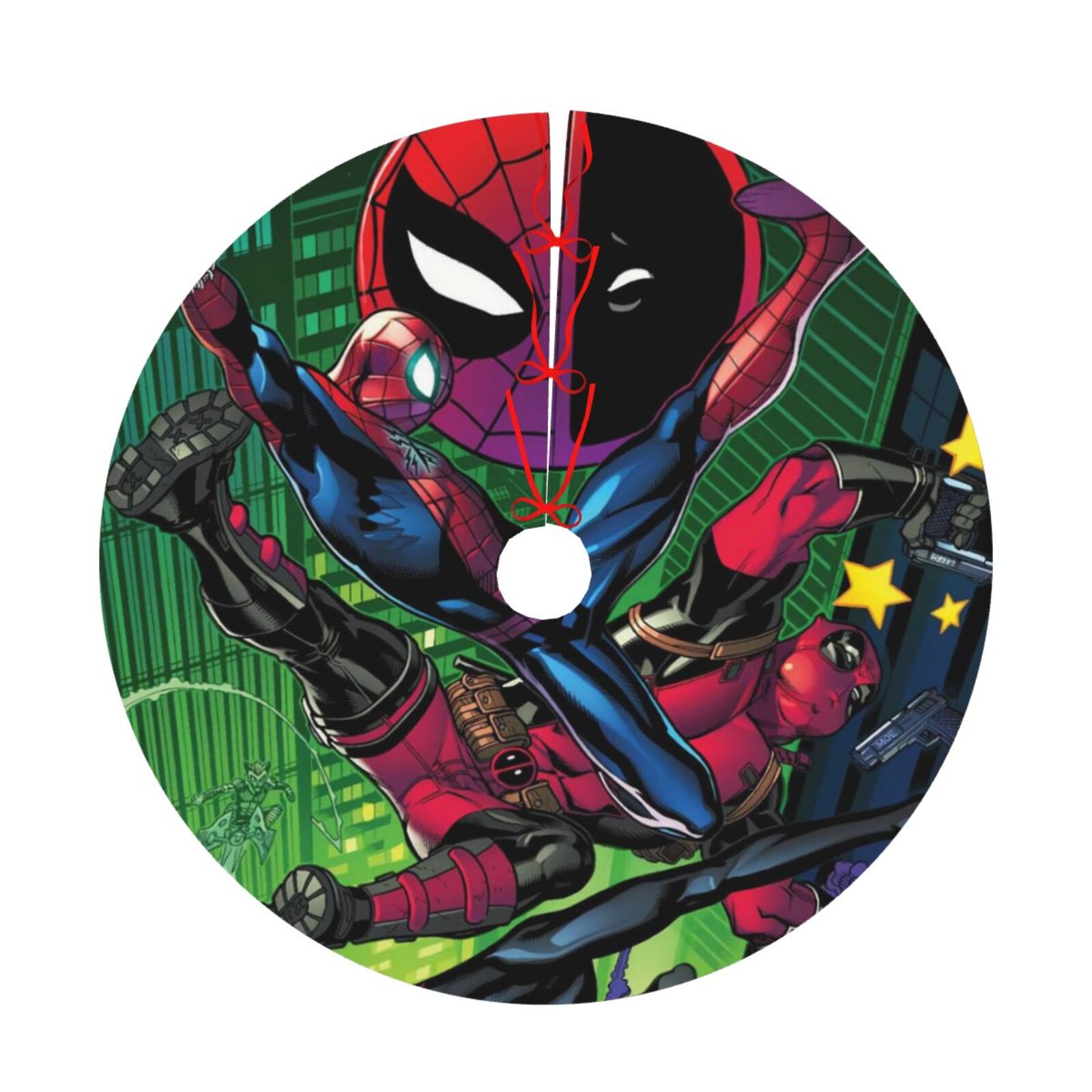 Spider-Man Peter Parker,Miles Morales Vs Deadpool Christmas Tree Skirt ...