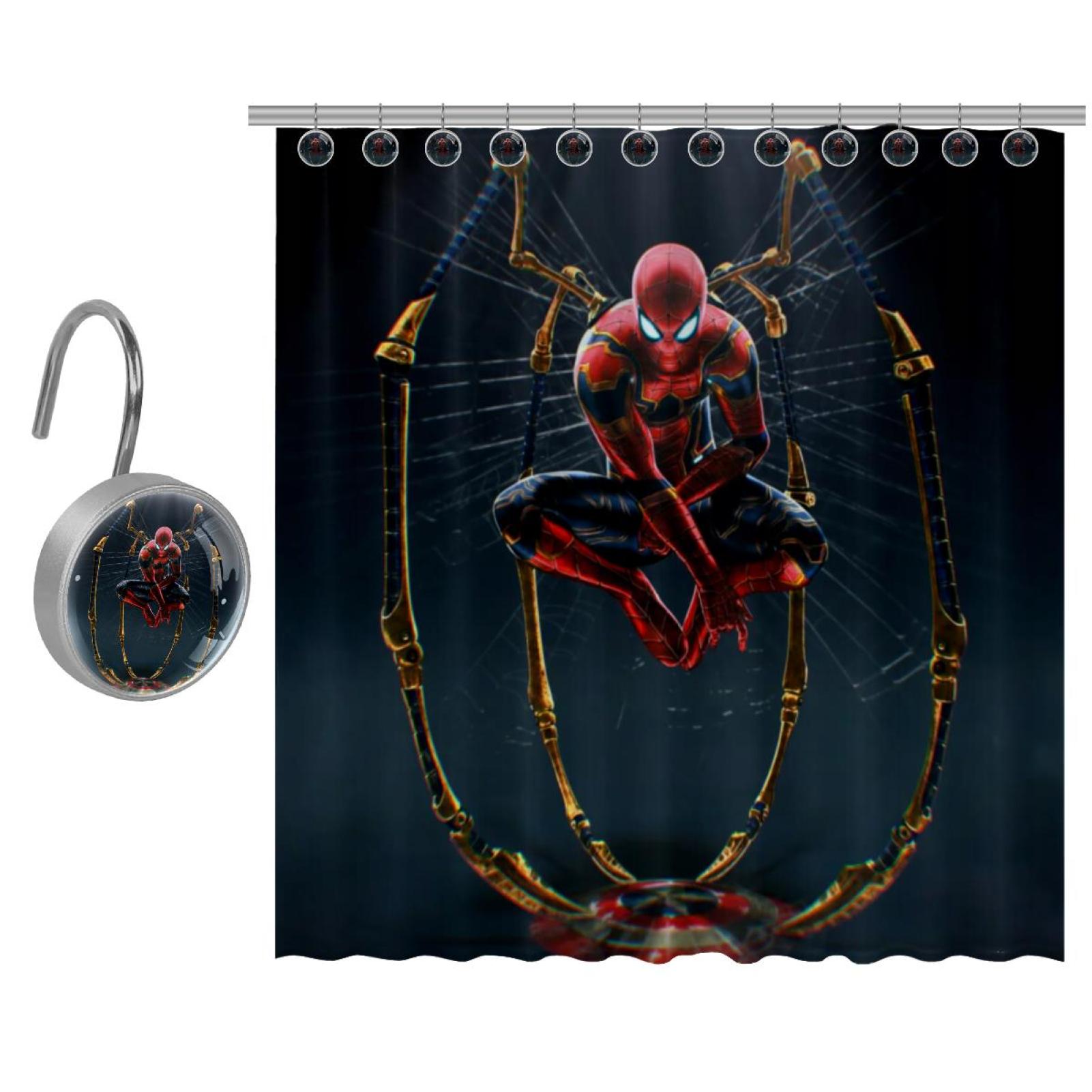 Spider Man Printed Shower Curtain with 9 Hooks 48" x 72" - Walmart.com