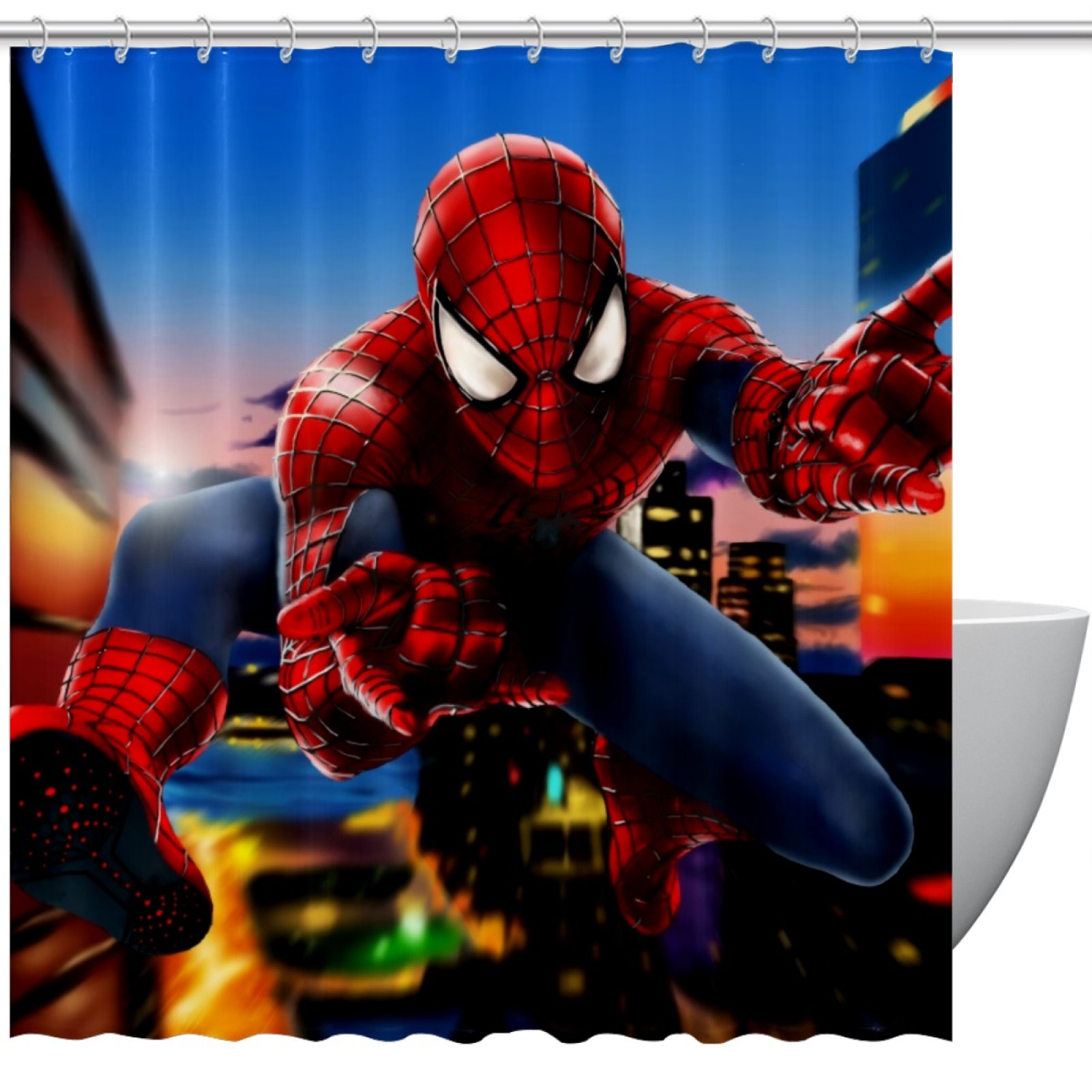 Spider-Man Printed Shower Curtain with Hooks 60" x 72" - Walmart.com