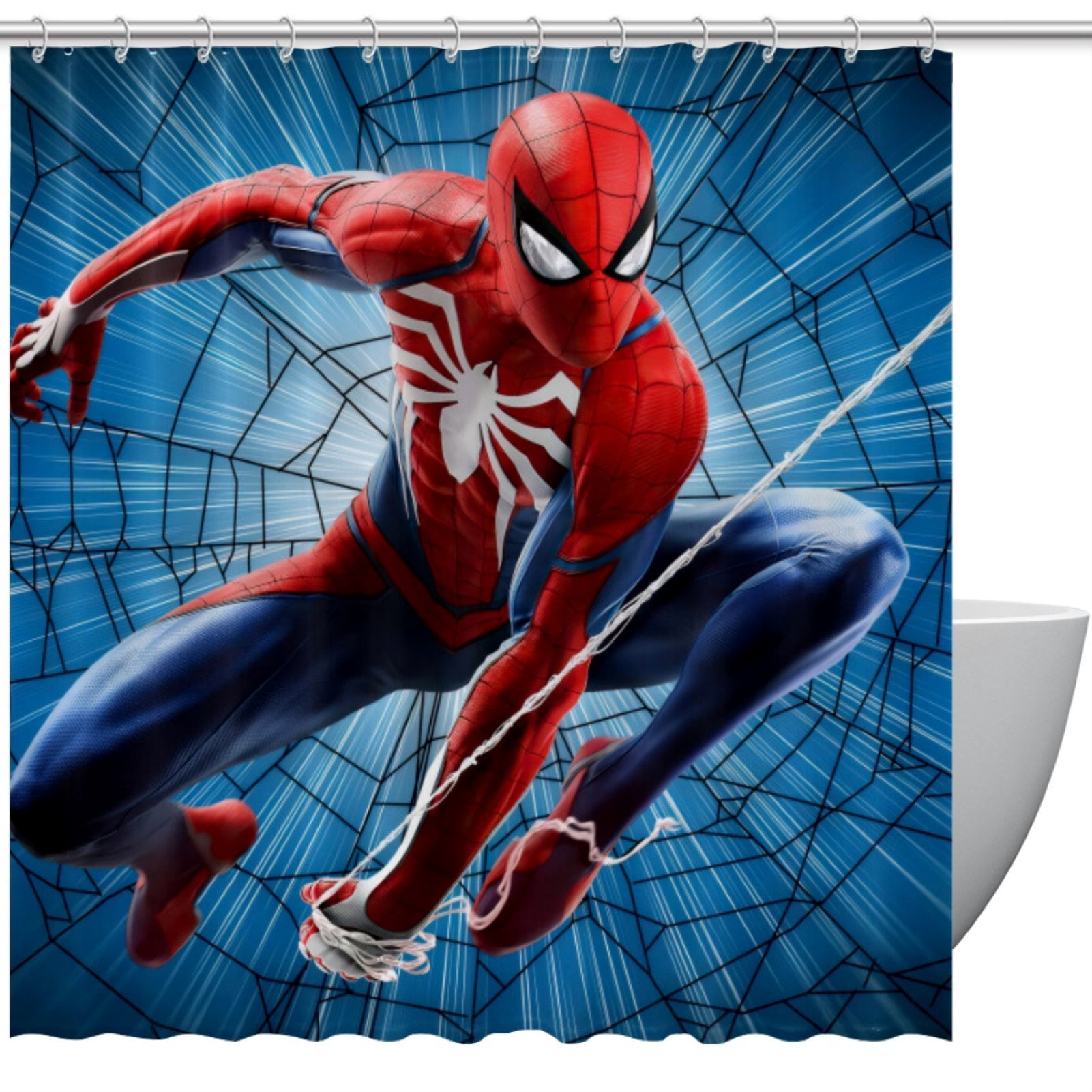 Spider-Man Printed Shower Curtain with Hooks 60" x 72" - Walmart.com