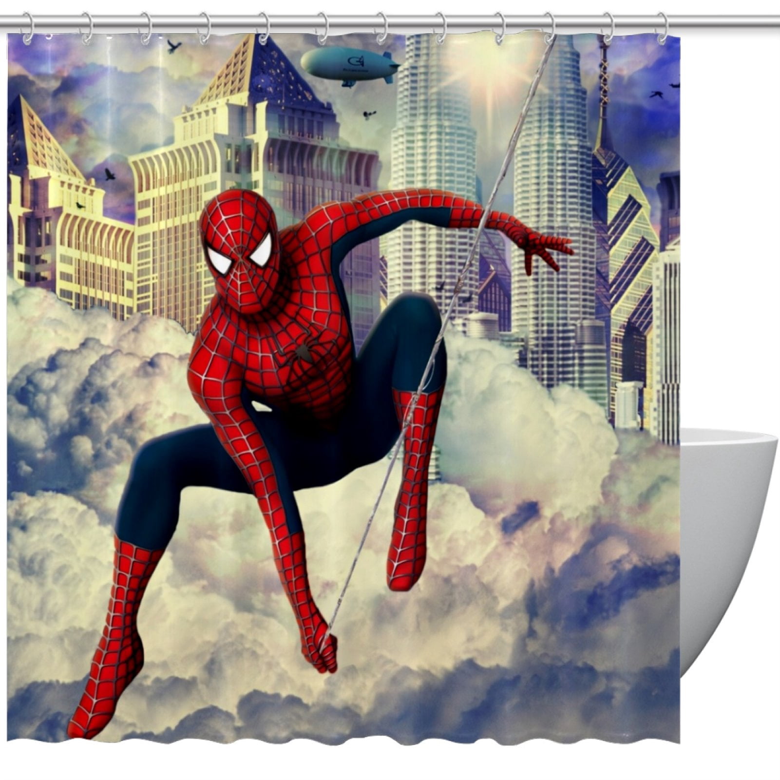 Spider-Man Printed Shower Curtain with Hooks 60" x 72" - Walmart.com