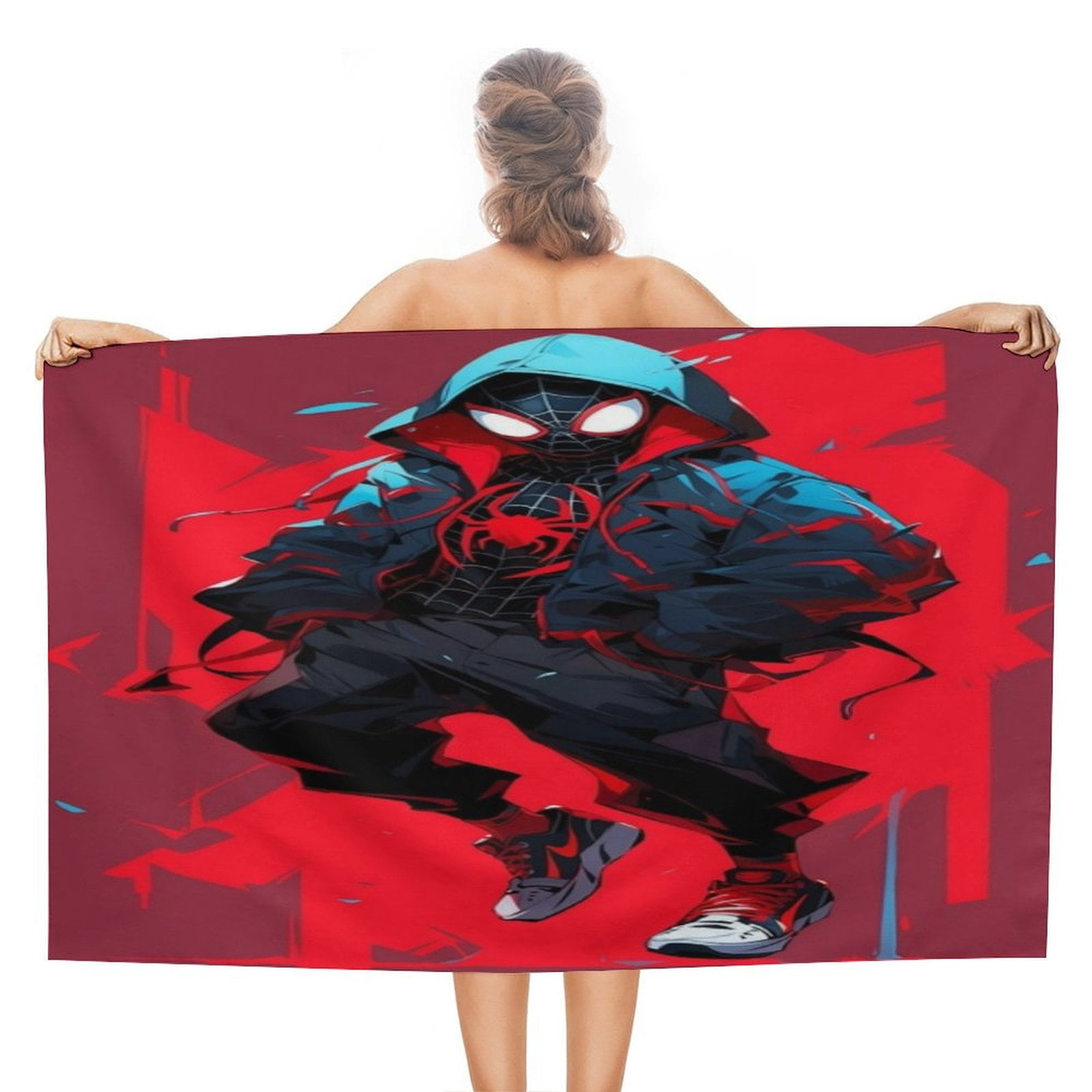 Spider-Man Q Version Kids Hooded Towel for Ages 3-10, Soft Thick Cotton ...