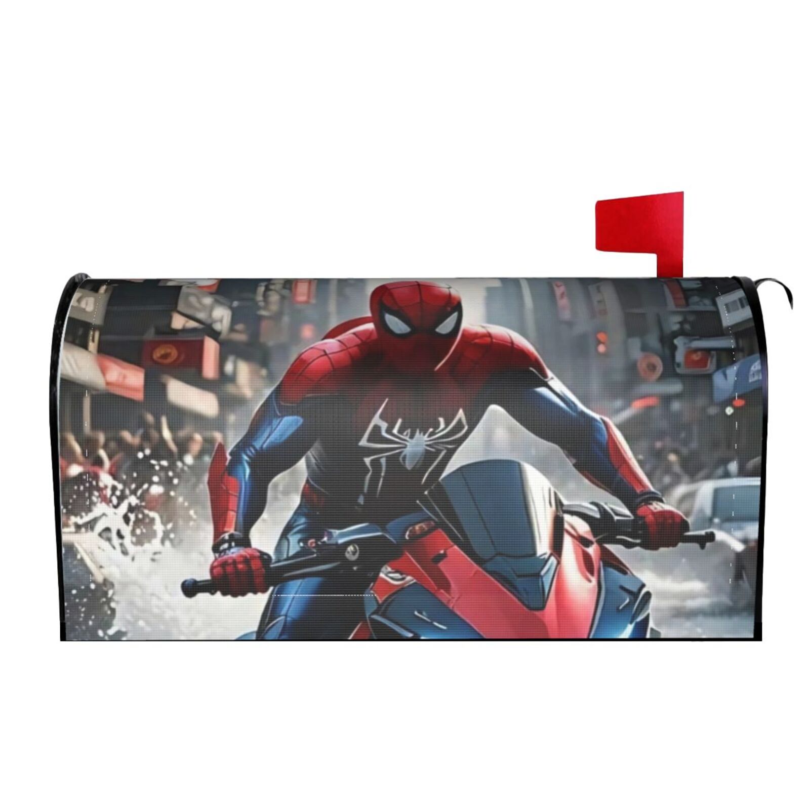 Spider-Man Riding A Motorcycle Cartoon Character Mailbox Cover Magnetic ...