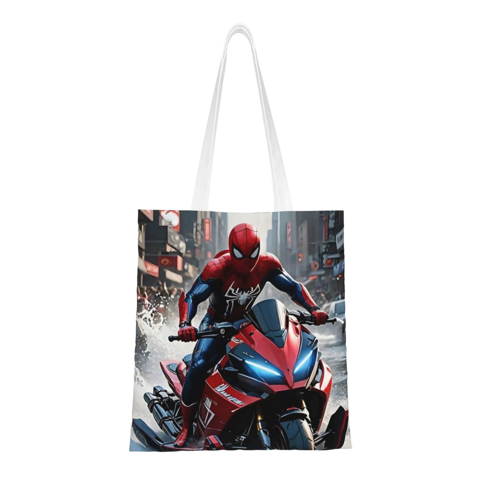 Spider-Man Riding A Motorcycle Tote Bag For Women Girls Girly Cartoon ...