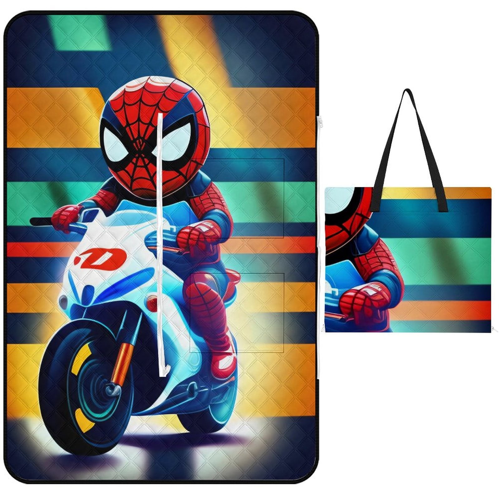Spider-Man Riding A Motorcycle Picnic Blankets 59"x39" Extra Large ...