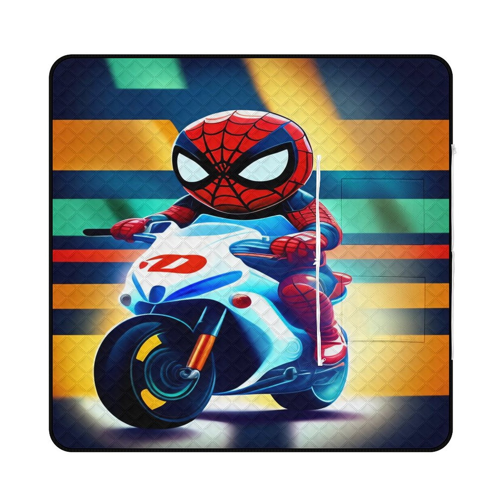 Spider-Man Riding A Motorcycle Picnic Blankets 59"x59" Extra Large ...