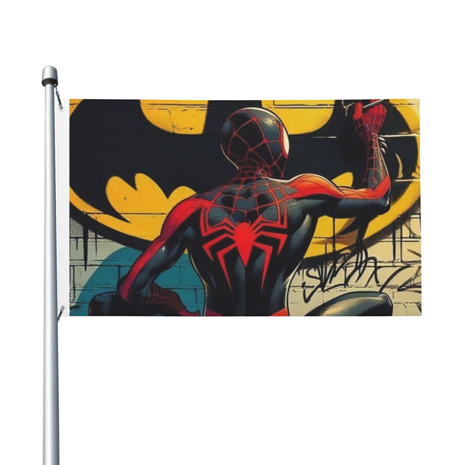 Spider-Man Shadow Webs Miles Morales Crafts The Bat-Signal 3x5ft Face ...