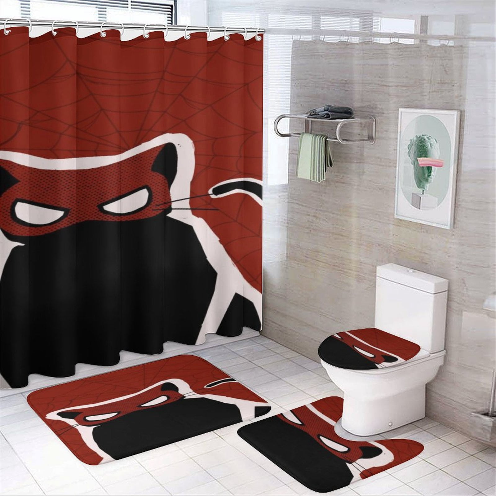 Spider Man Shower Curtain Sets Cartoon Anime for Boys Grils Gift Spider ...
