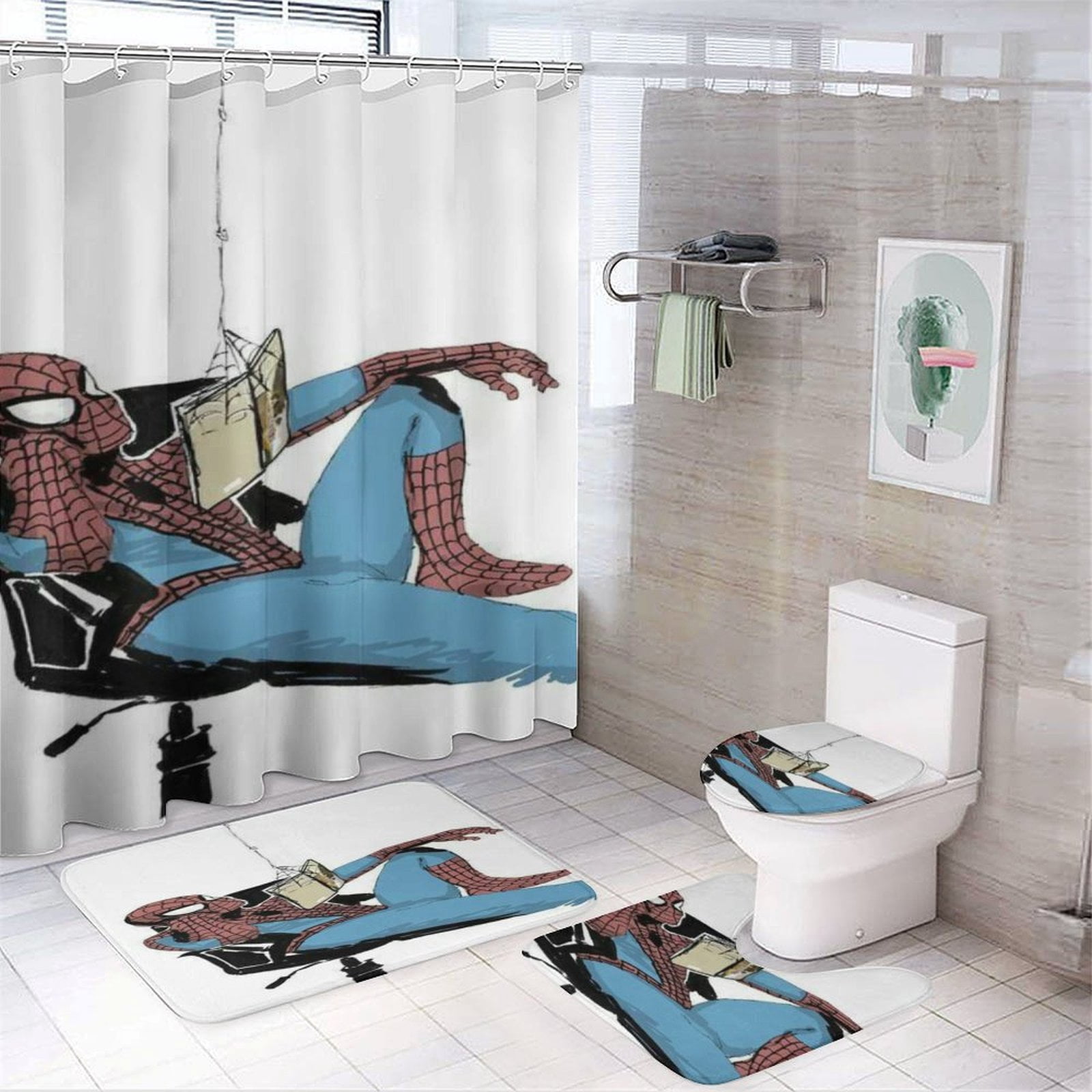 Spider Man Shower Curtain Sets Cartoon Anime for Boys Grils Gift Spider ...