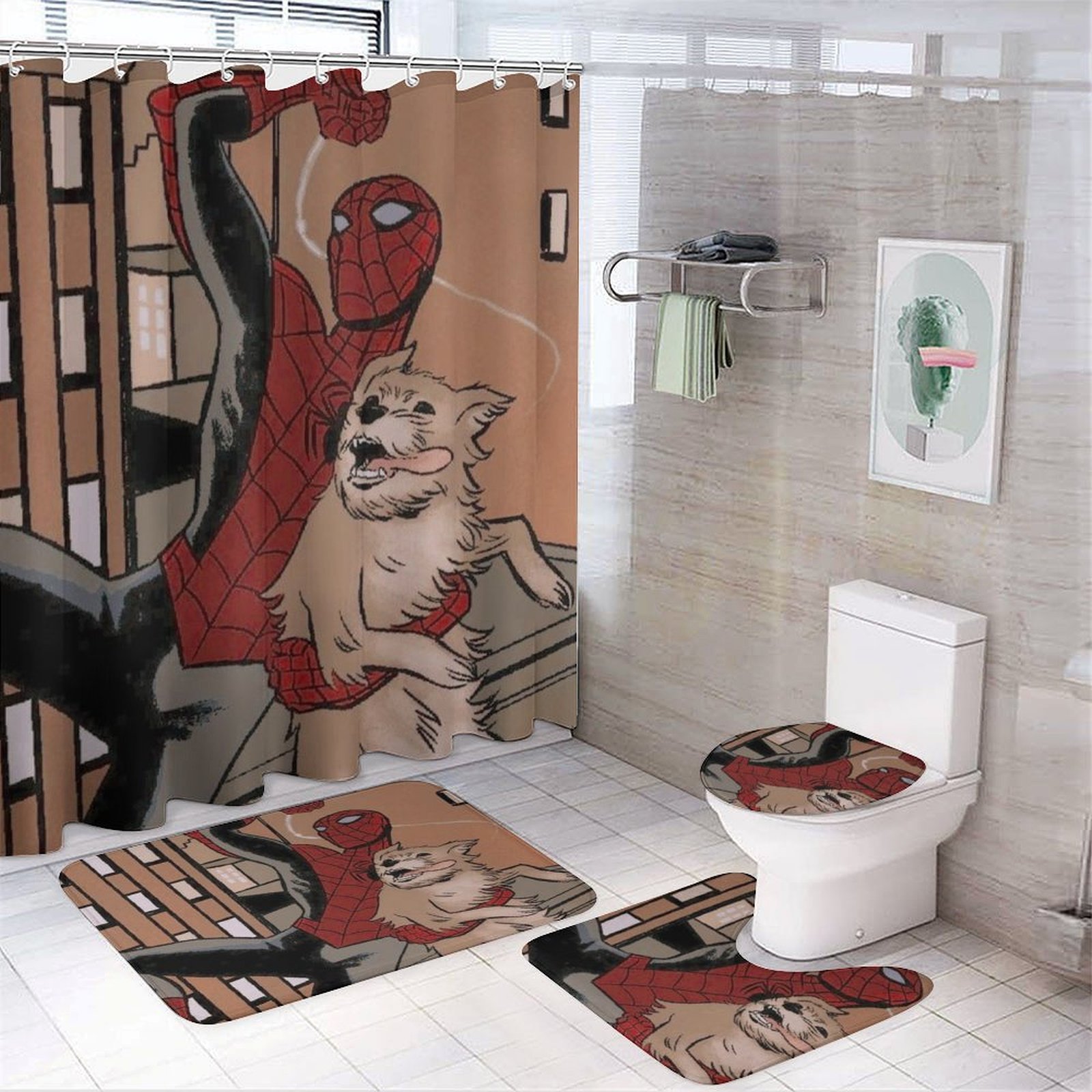 Spider Man Shower Curtain Sets Cartoon Anime for Boys Grils Gift Spider ...