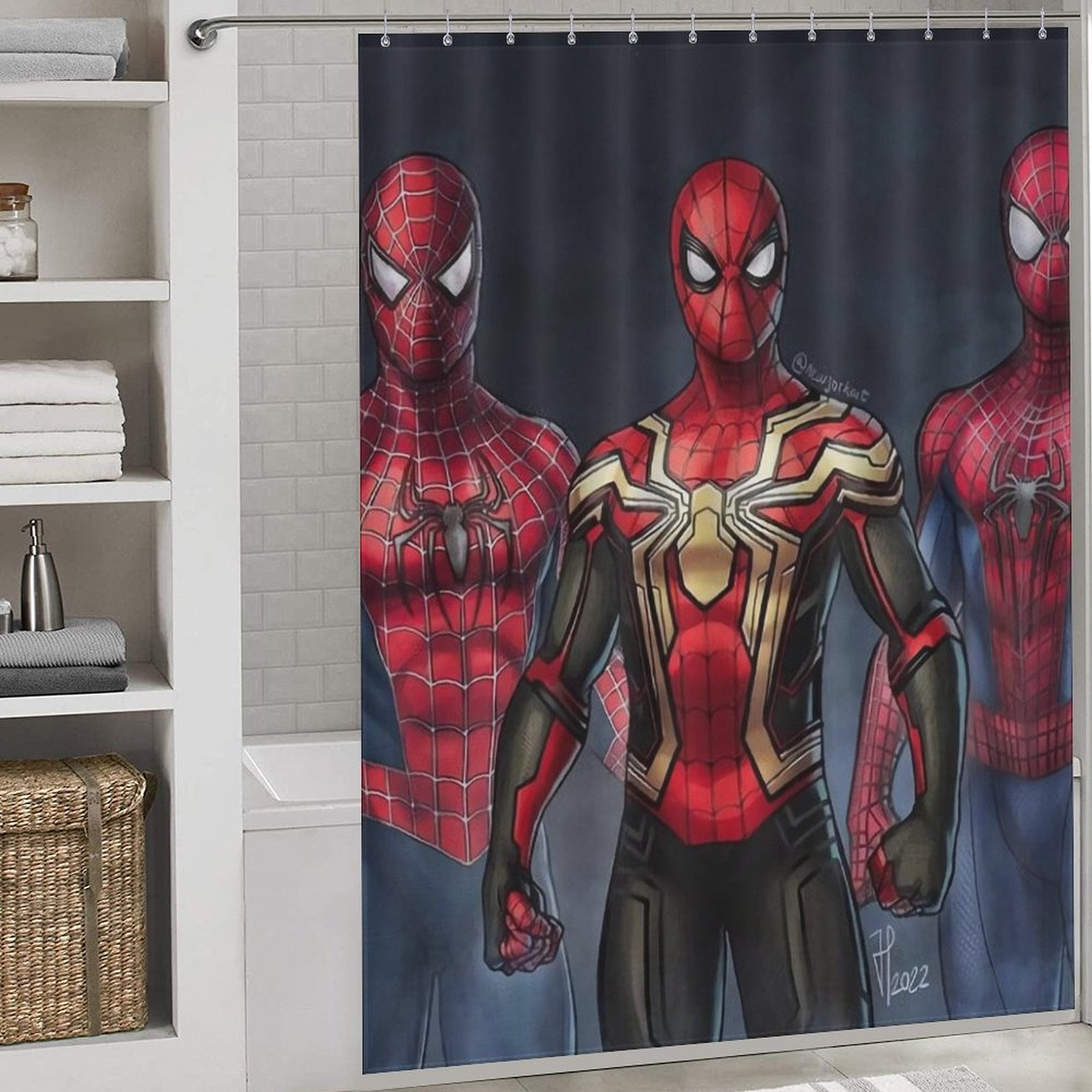 Spider-Man Shower Curtain for Bathroom with 12 Hooks,Bath Curtain ...