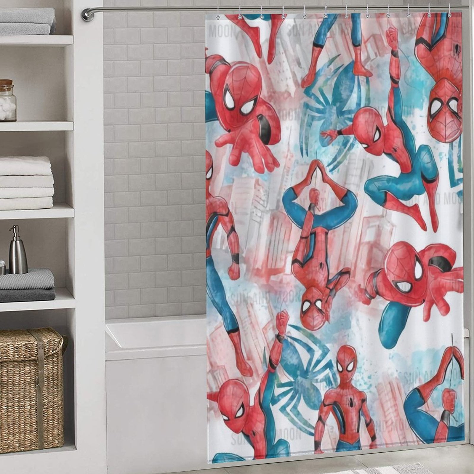 Spider-Man Shower Curtains for Bathroom,Shower Curtain,Cartoon Bath ...