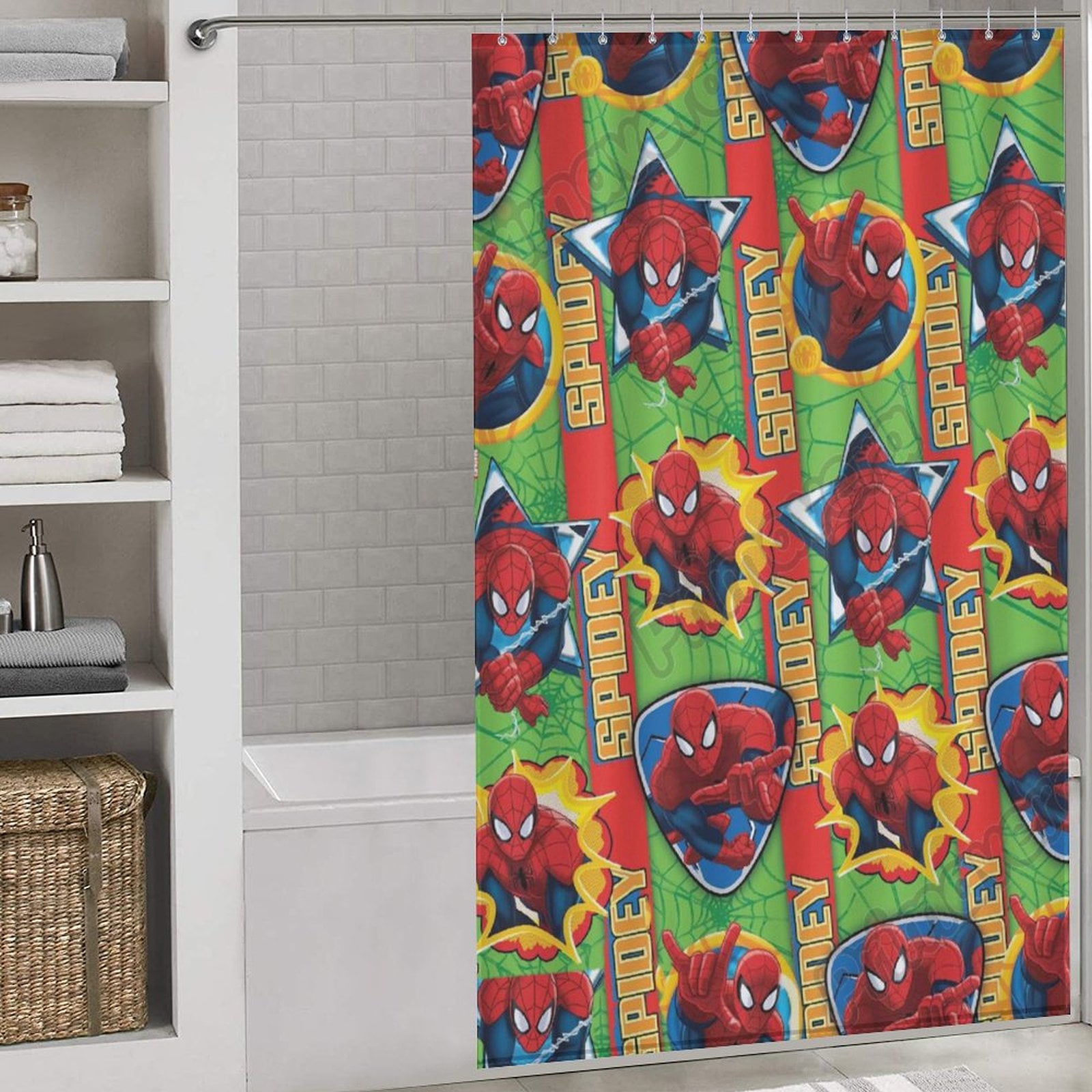 Spider-Man Shower Curtains for Bathroom,Shower Curtain,Cartoon Bath ...